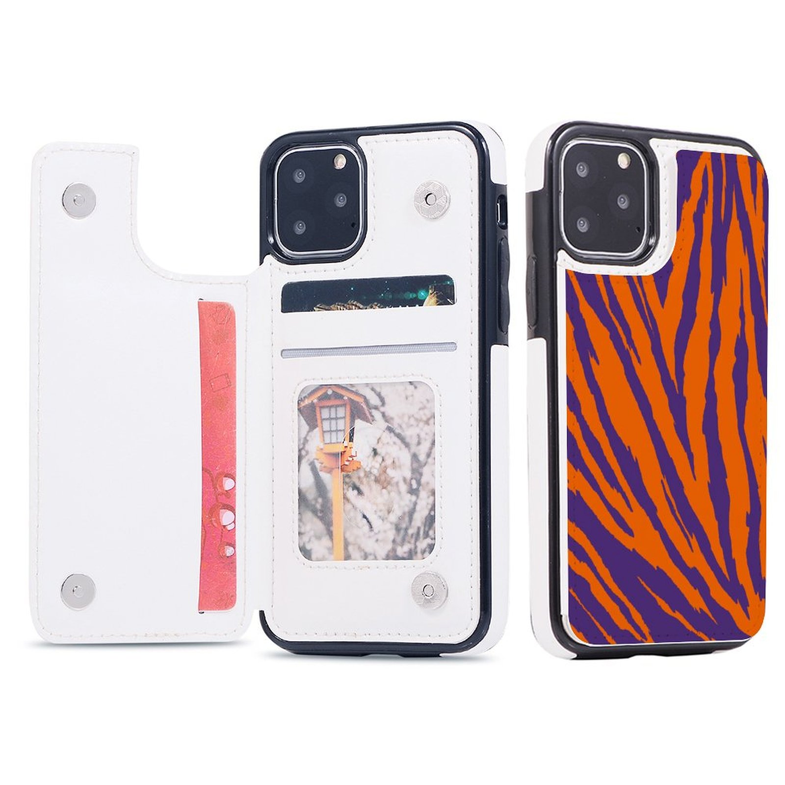 Purple And Orange Tailgate Swag Claw Marks Leather Wallet Case for ...