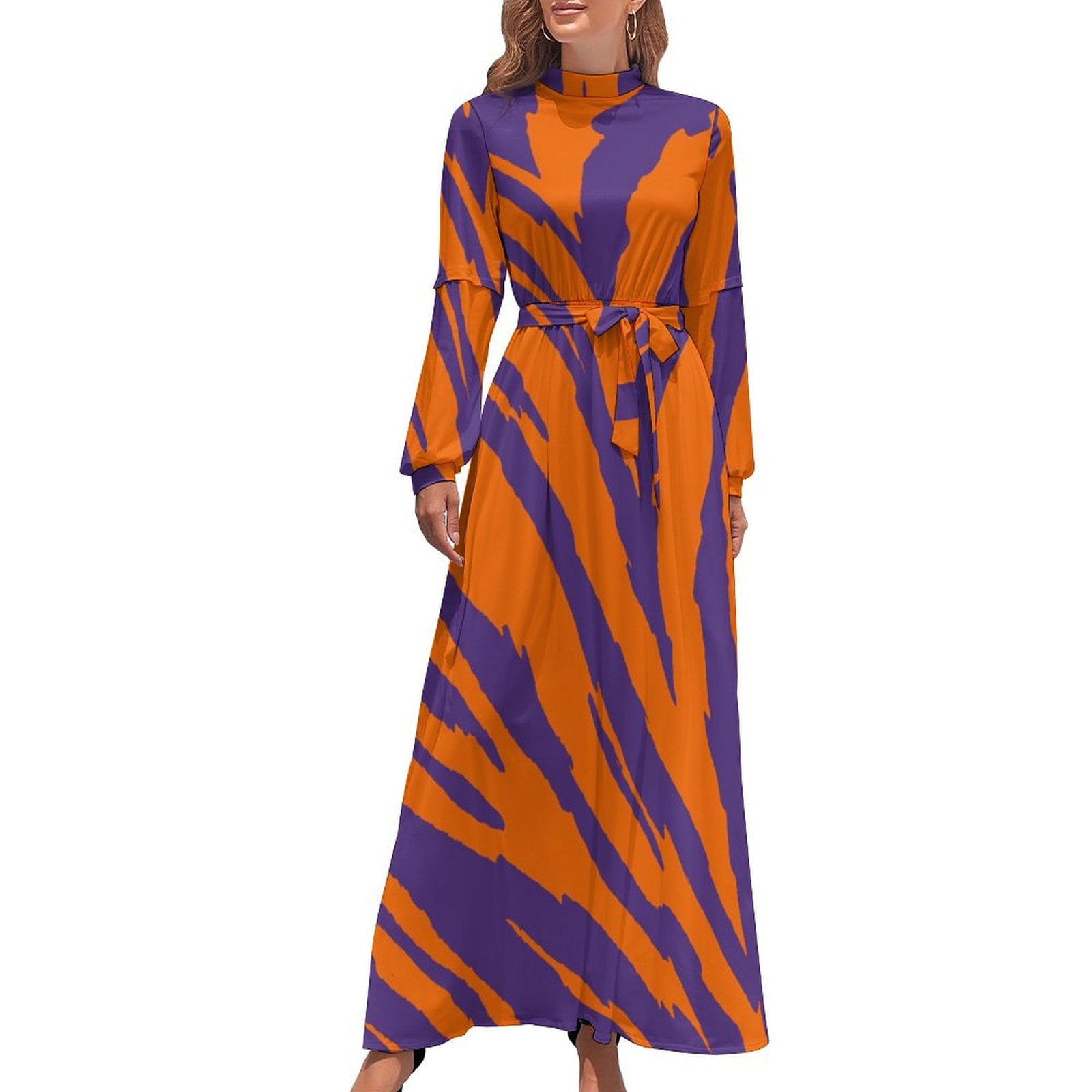 Purple And Orange Tailgate Swag Claw Marks Long Dress Women's Summer ...