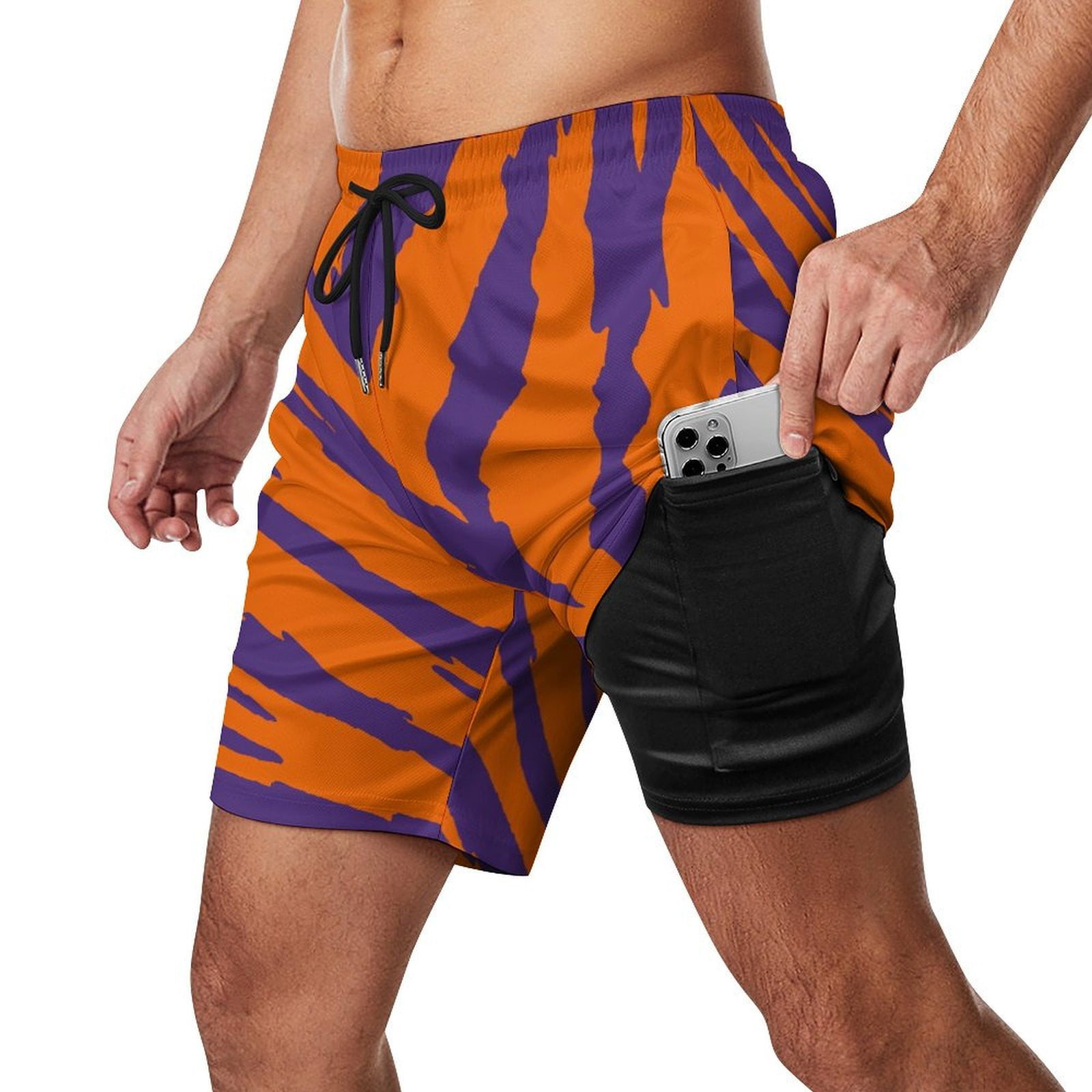 Purple And Orange Tailgate Swag Claw Marks Quick Dry Swimming Shorts ...