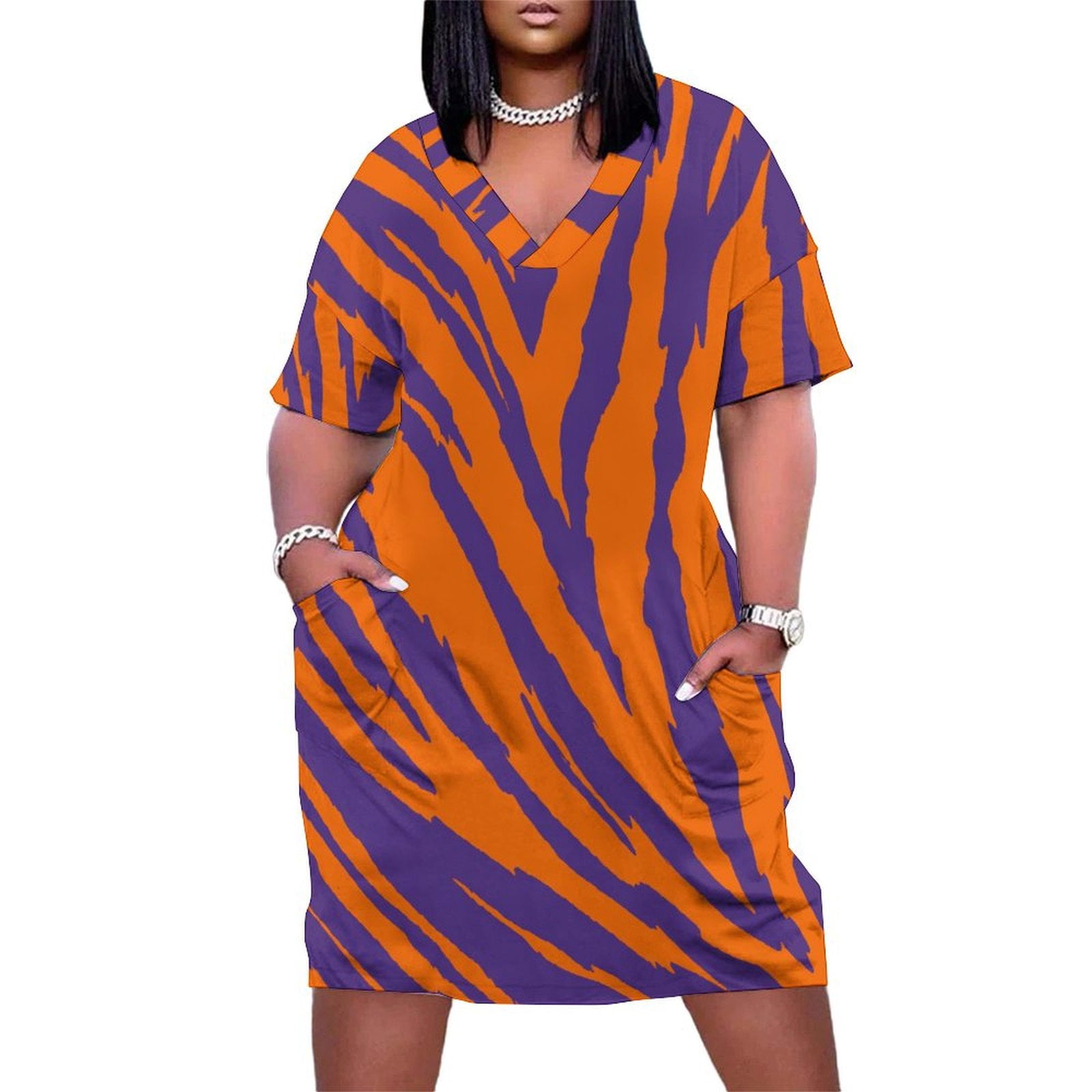 Purple And Orange Tailgate Swag Claw Marks Summer Dresses for Women ...
