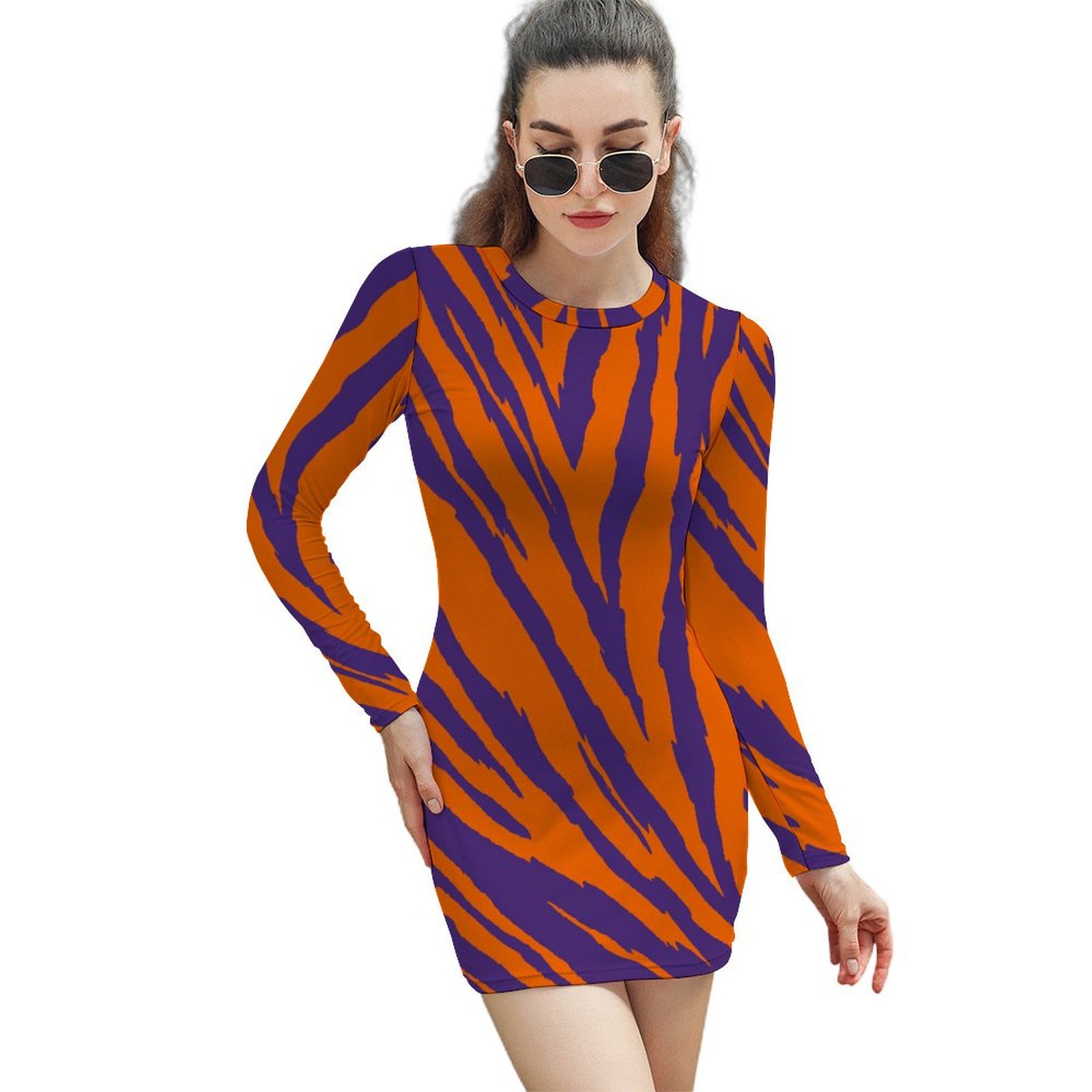 Purple And Orange Tailgate Swag Claw Marks Women's Long Sleeve Bodycon ...