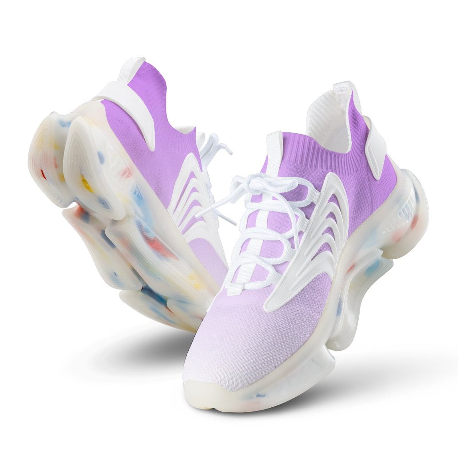 Purple And White Gradient Walking Shoes for Men Woman Lightweight ...