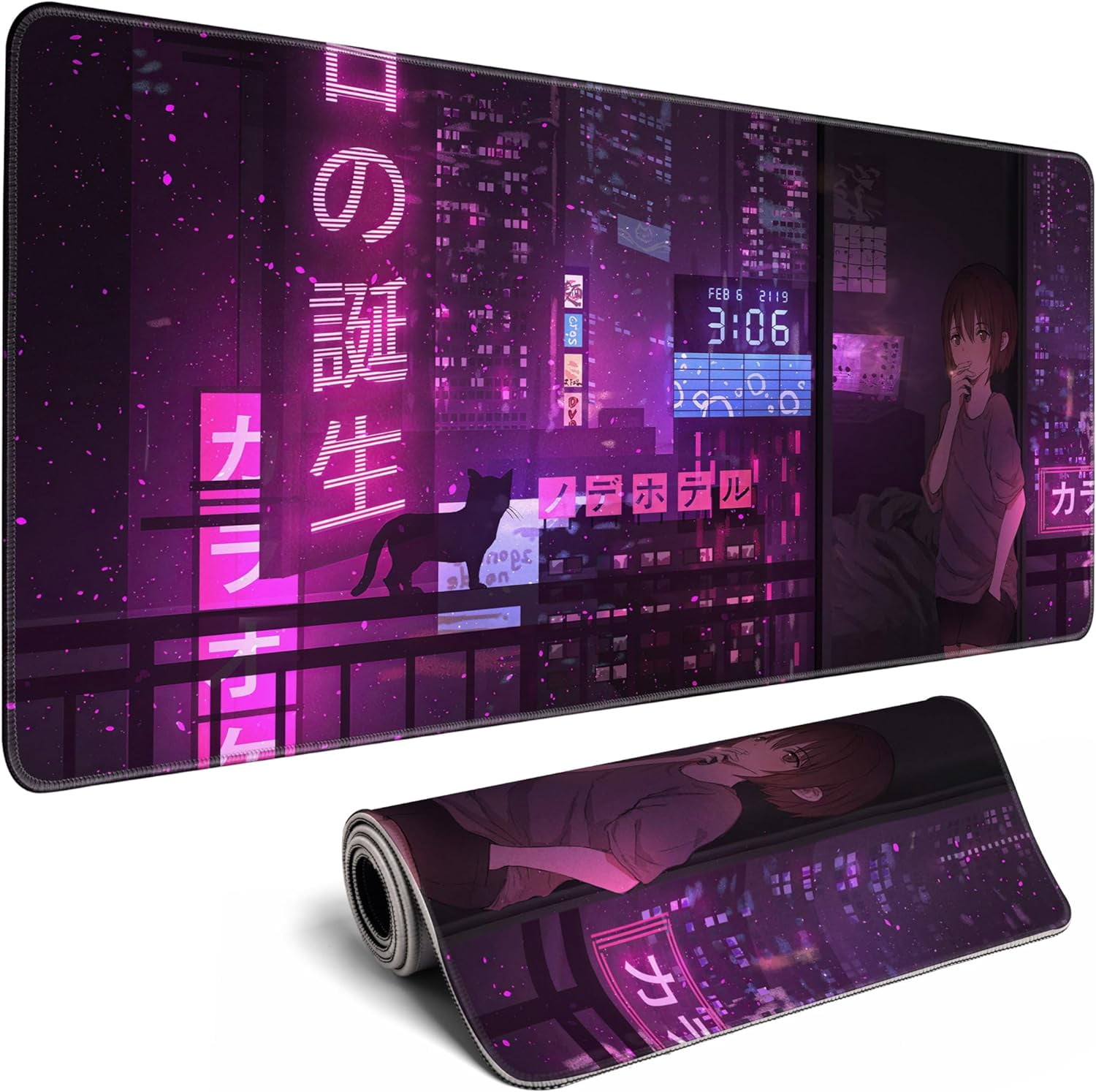 Purple Anime Gaming Mouse Pad XL Extended Japanese Large Mouse Pad Cool ...