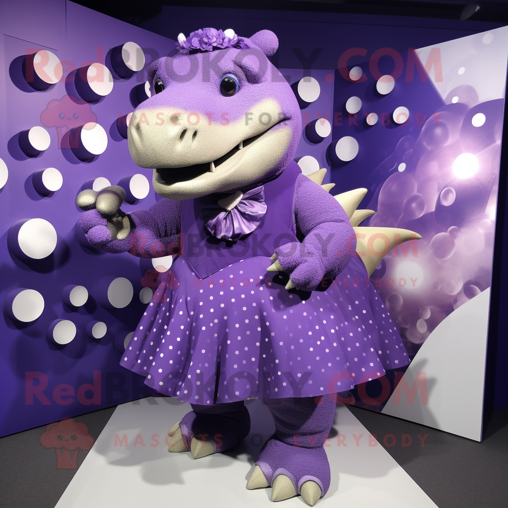 Purple Ankylosaurus REDBROKOLY mascot costume character dressed with a ...