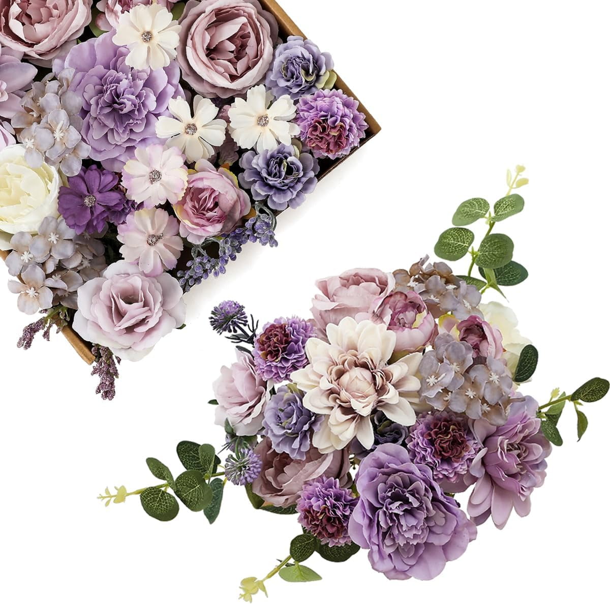 Purple Artificial Flowers Combo Cake Flowers Decorations Fake Peony ...