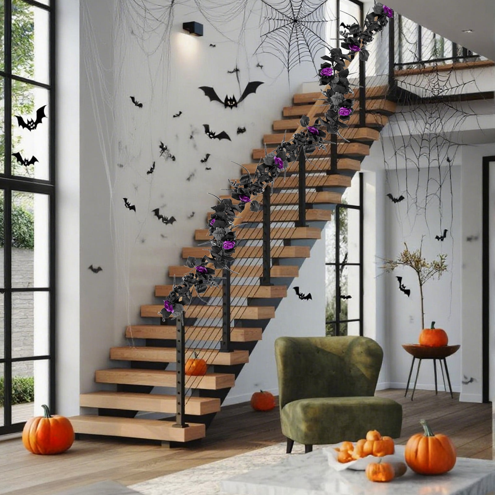 Purple Autumn Vine Garland - Halloween Rattan Decor With Seasonal Leaves,Simulation Rattan ...