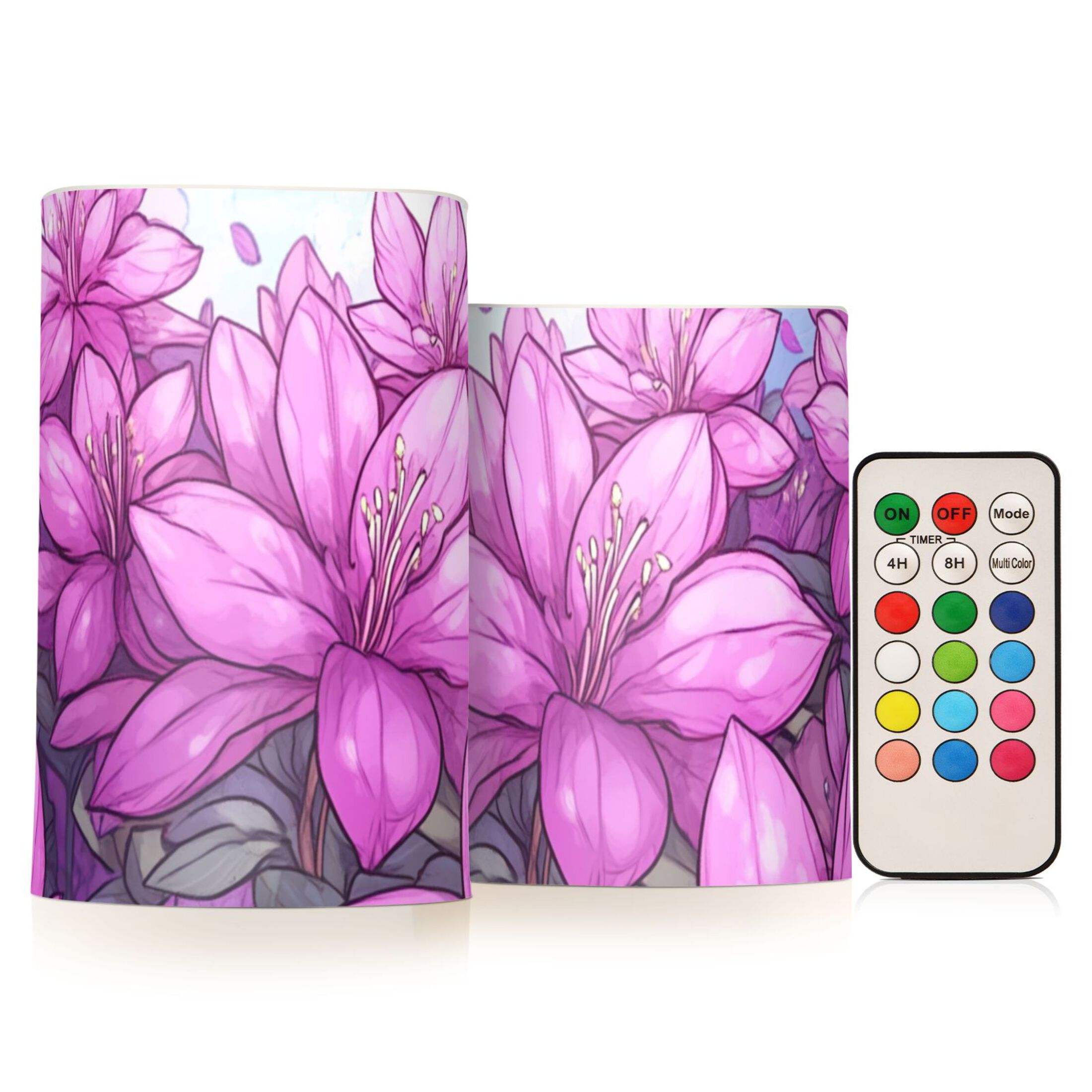 Purple Azalea Flower Flickering Flameless Candles Battery Operated with ...