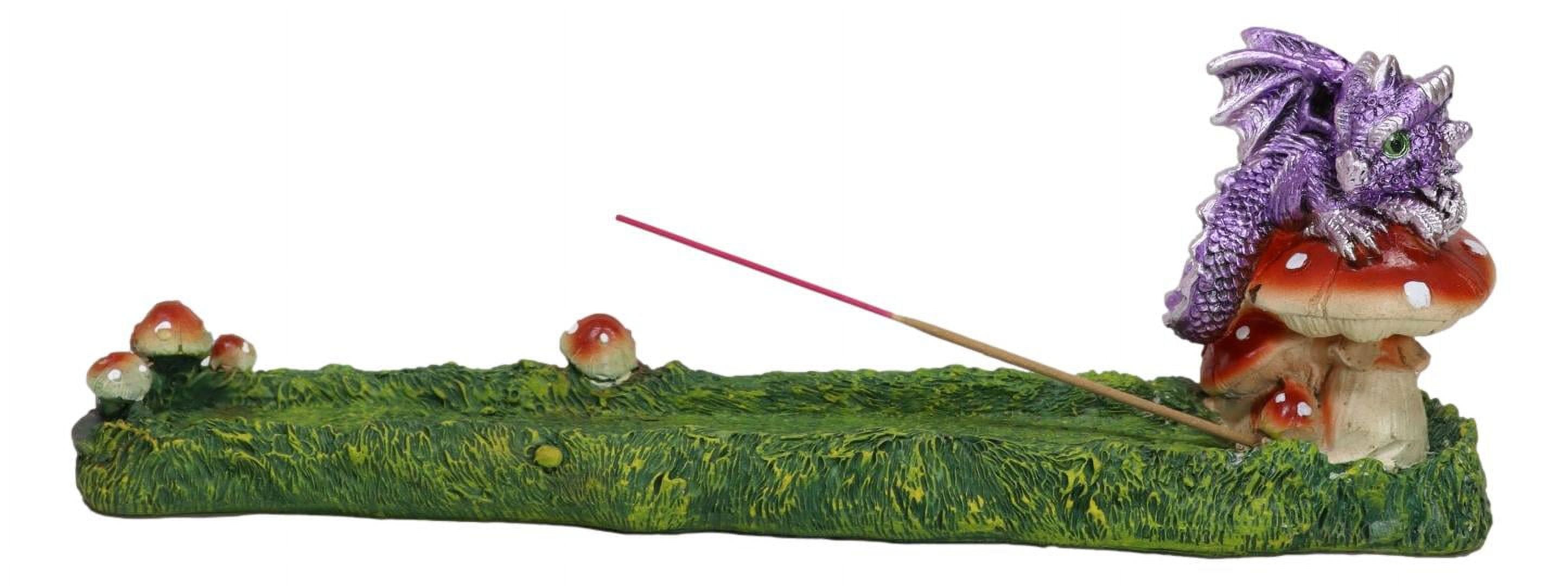 Purple Baby Dragon On Toadstool Mushroom Pasture Greens Incense Burner ...