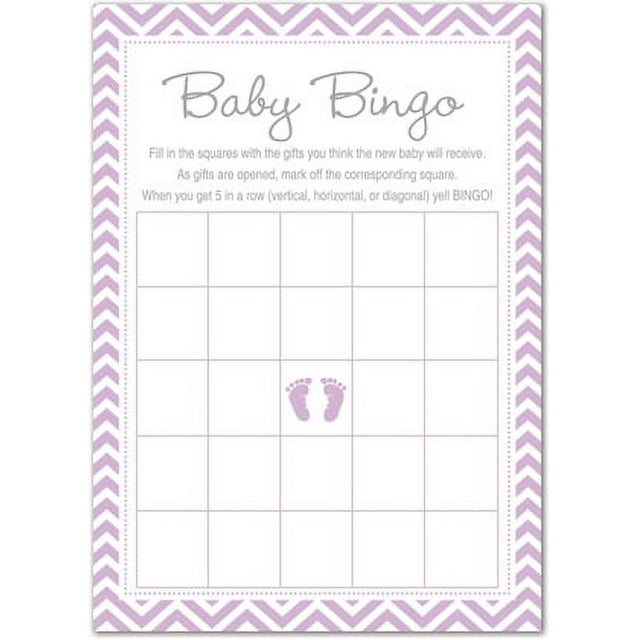 Purple Baby Feet Baby Shower Game - Bingo Cards - 24 count - Walmart.com
