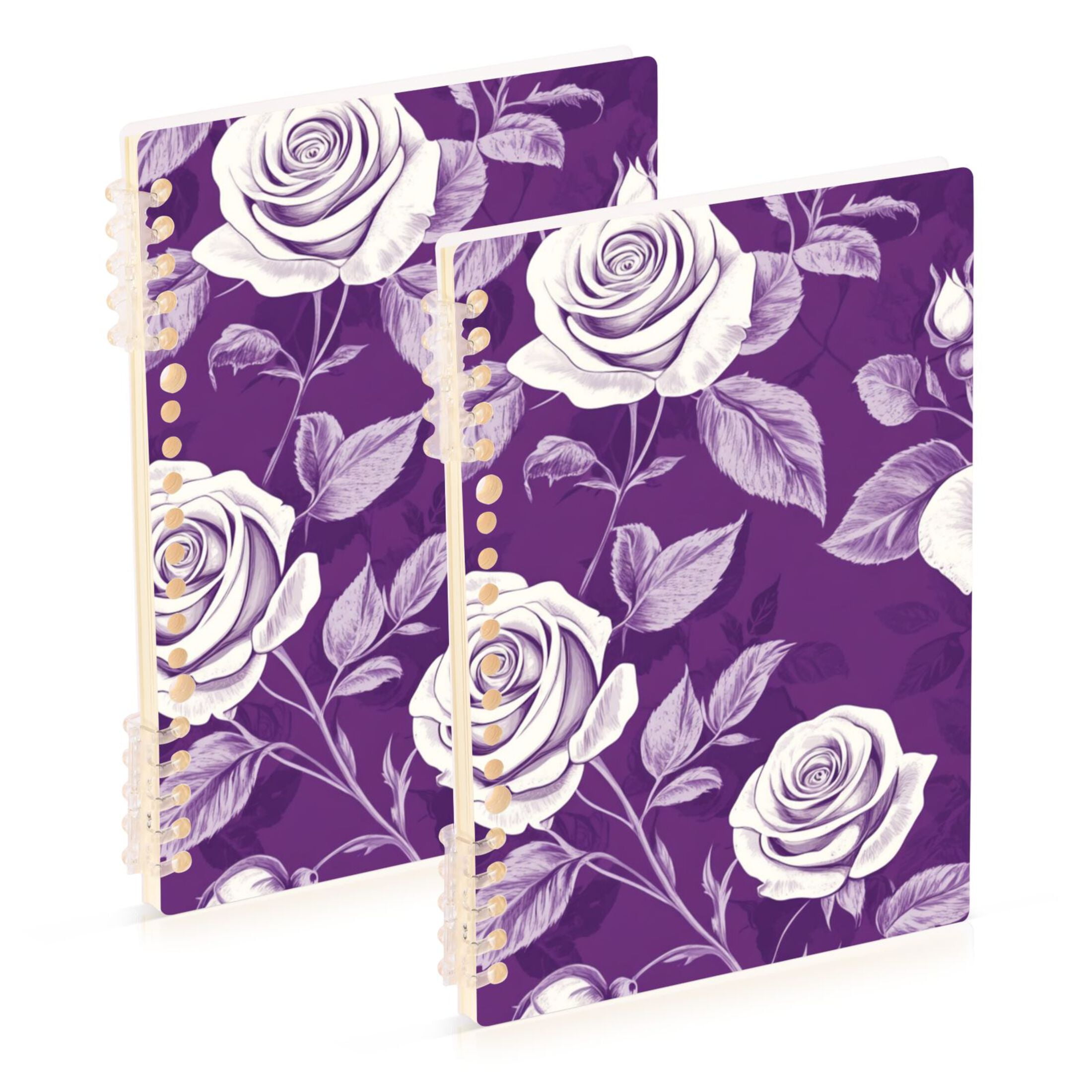 Purple Background Roses Retro Style Notebook Detachable Coil Notebook ...