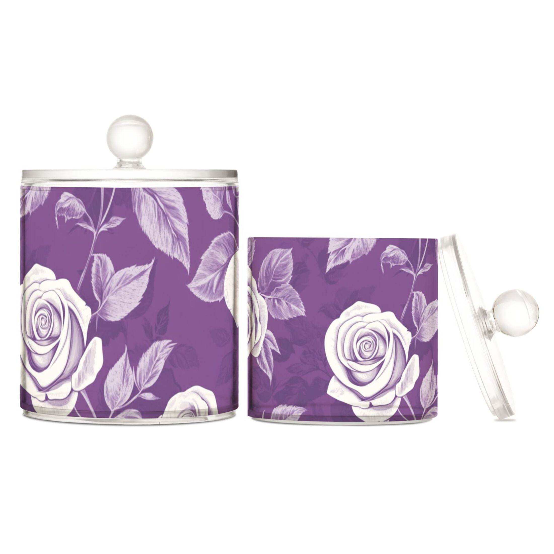 Purple Background Roses Retro Style Translucent Plastic Cans Storage ...