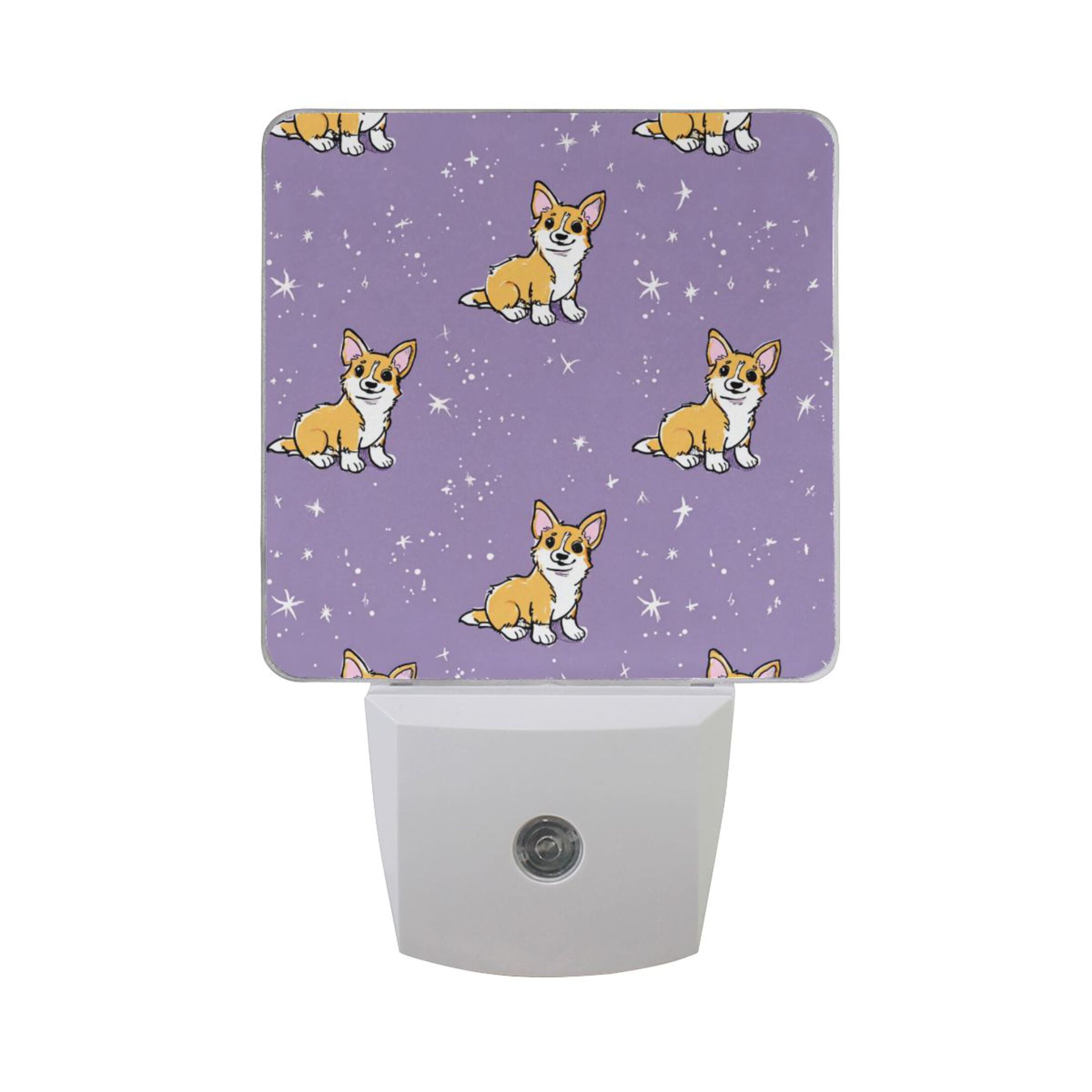 Purple Background Shining Stars Dogs LED Night Light with Smart Sensor ...