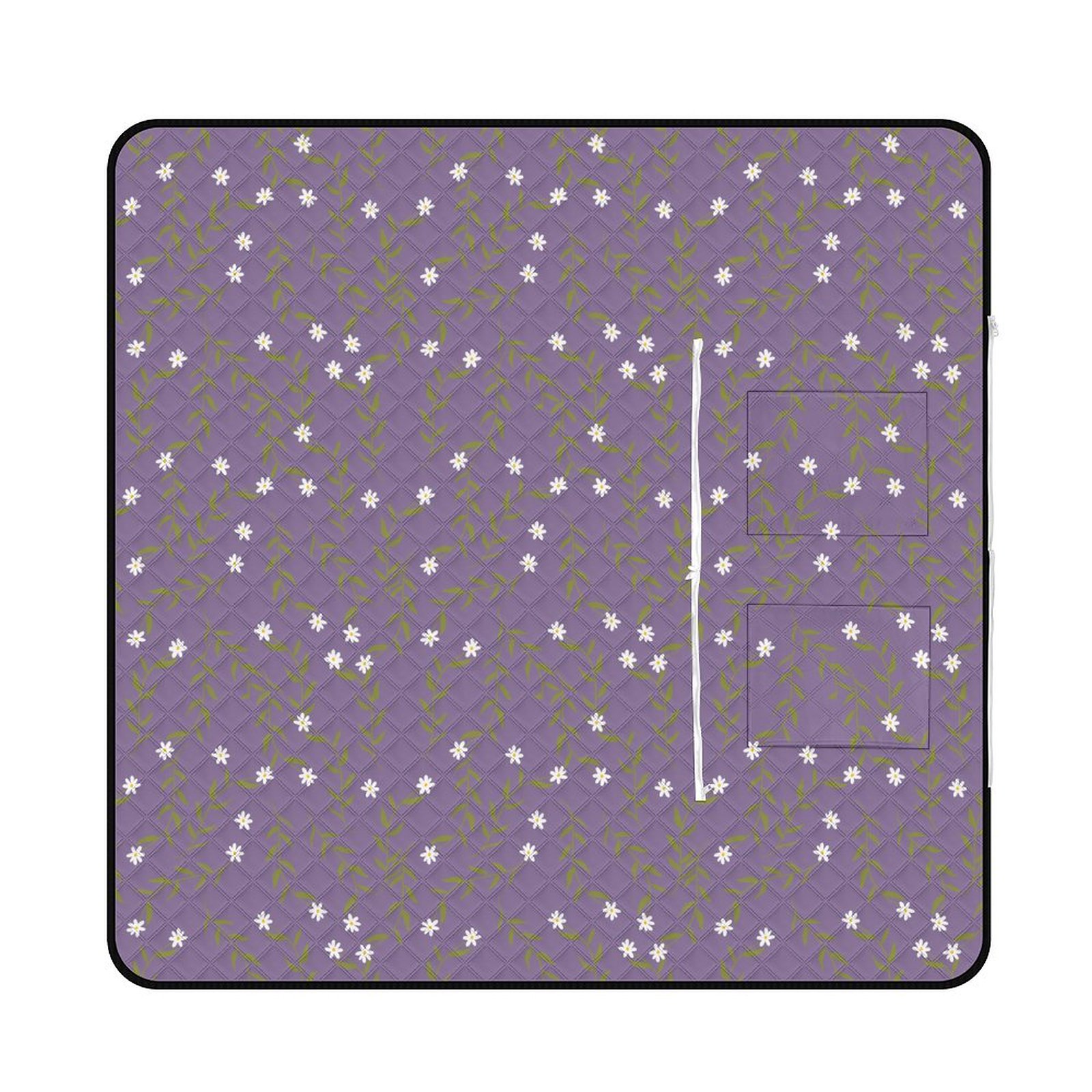 Purple Background, White Flowers, Vines Waterproof Beach Mat Folding ...