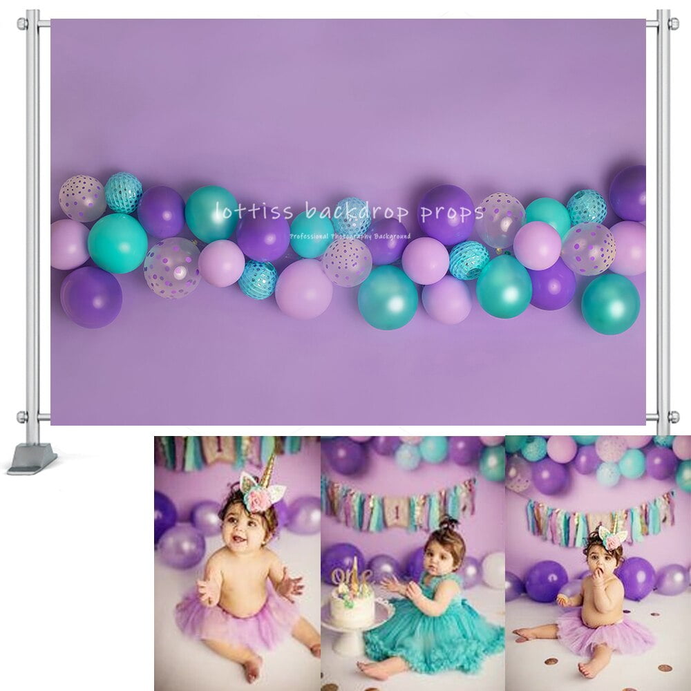 Purple Balloons Backdrops Kids Cake Smash Props Baby Boy Child 1st ...