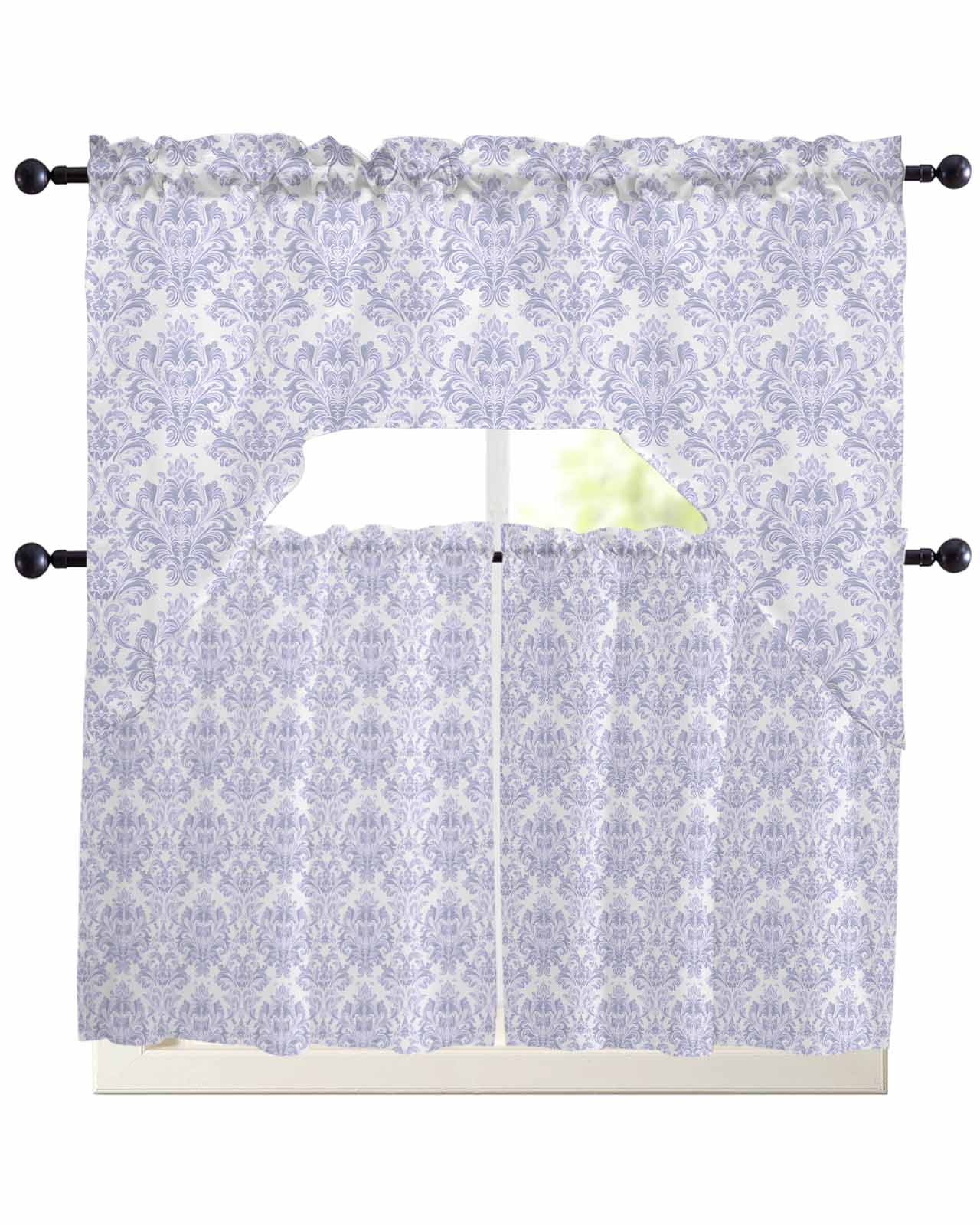 Purple Baroque Kitchen Curtains Swag Valance and Tier Curtains Set 24 ...