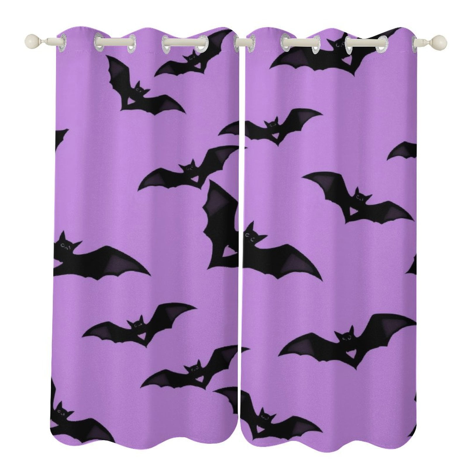 Purple Bat 2 Pieces Window Drape Curtain for Living Room Bedroom Decor ...