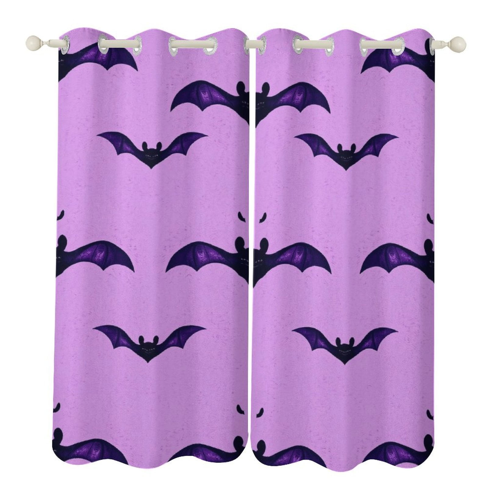 Purple Bat Curtains for Bedroom Living Room Drapes Kitchen Children's ...