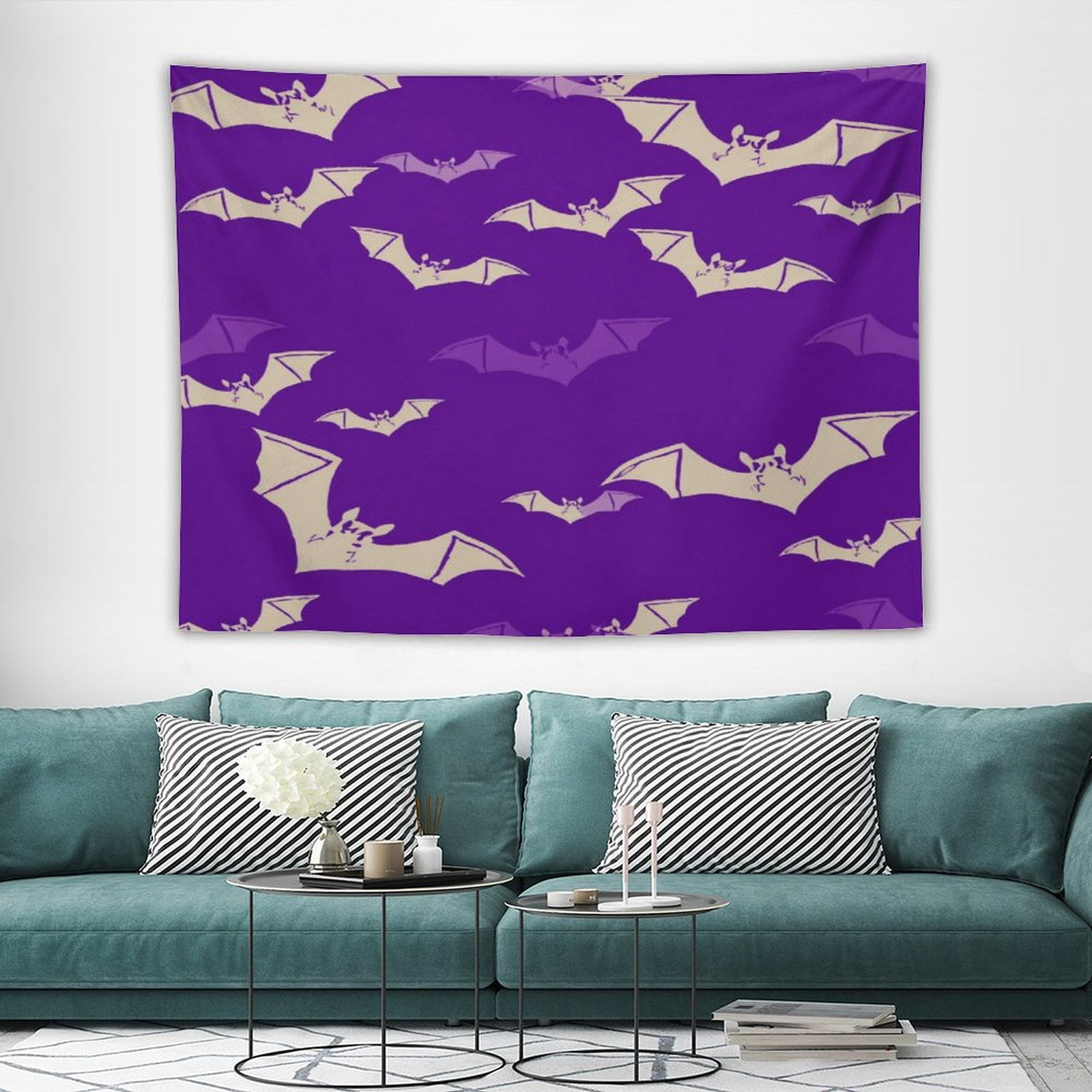 Purple Bat Wall Tapestry Poster Mall Hanging Background Cloth Bedroom ...