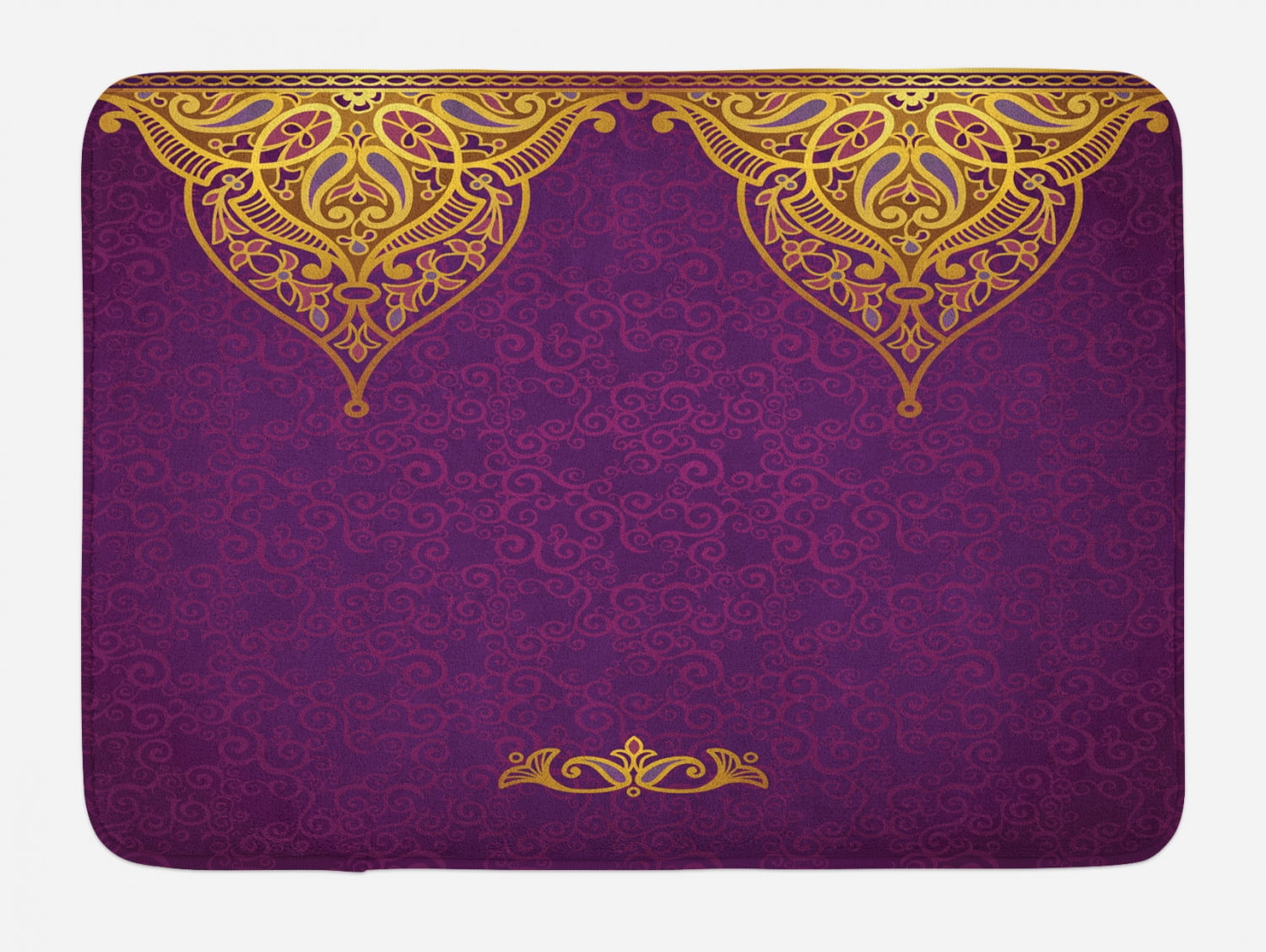 Purple Bath Mat, Eastern Oriental Royal Palace Patterns with Bohemian ...