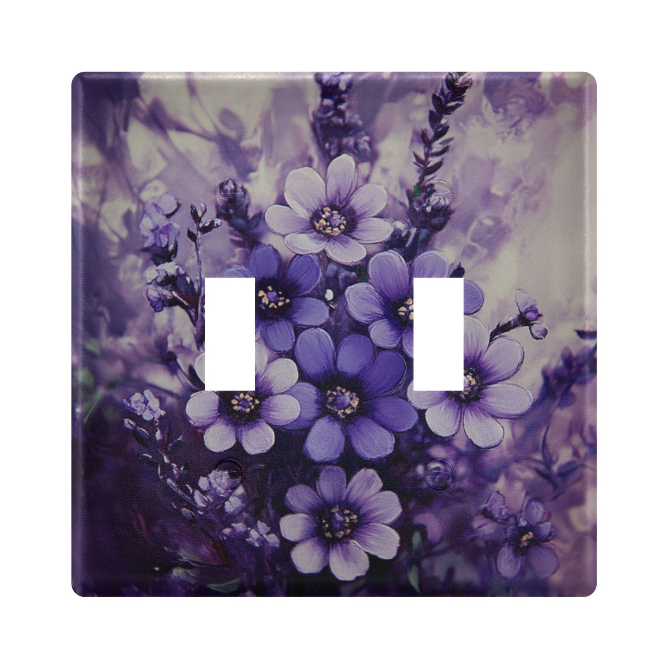 Purple Beautiful Flowers Light Switch Cover Decorative 2 Gang Wall ...
