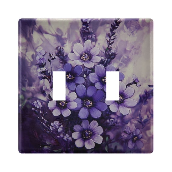 Purple Beautiful Flowers Light Switch Cover Decorative 2 Gang Wall ...