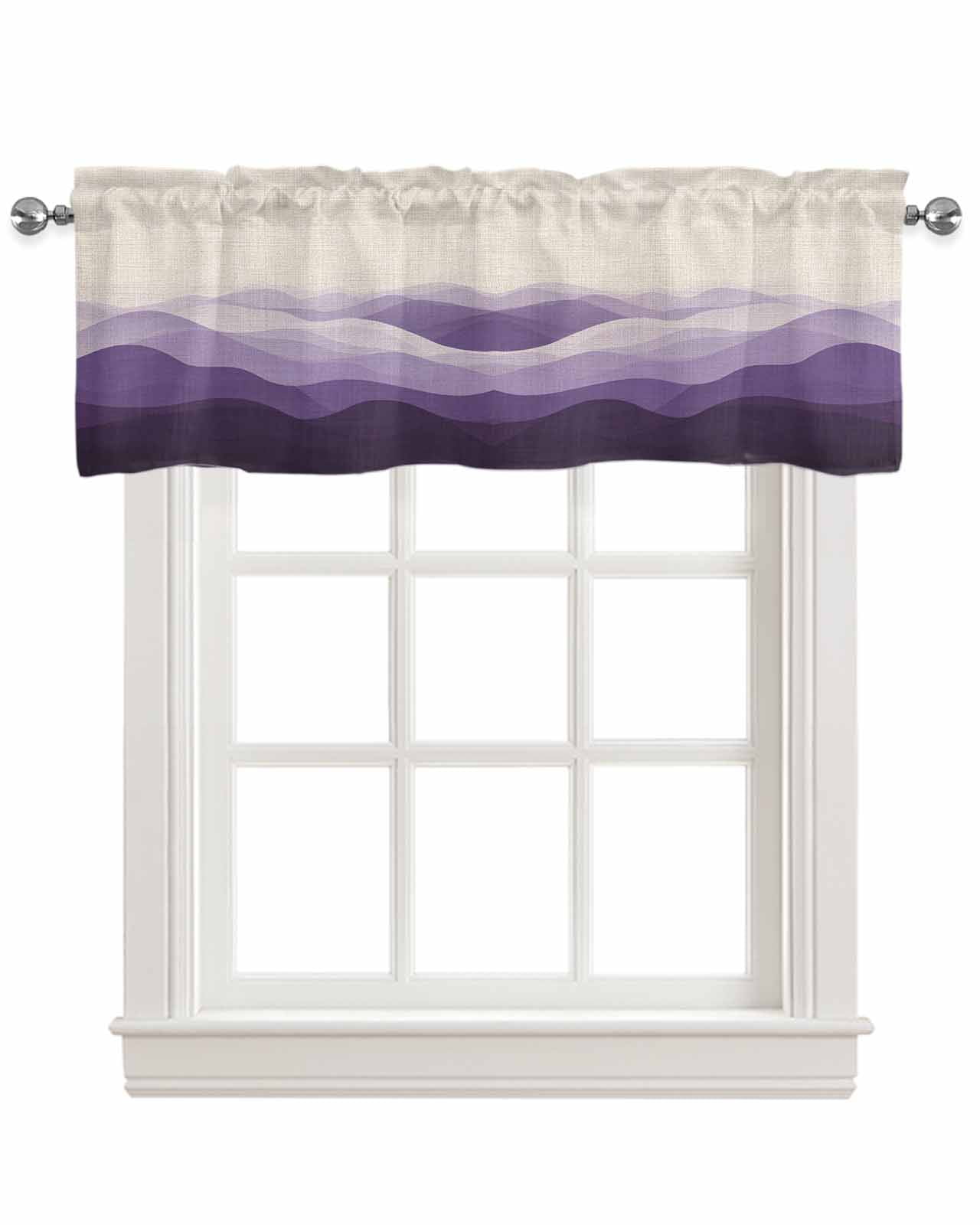 Purple Beige Ombre Kitchen Valances for Windows Farmhouse Linen Window ...
