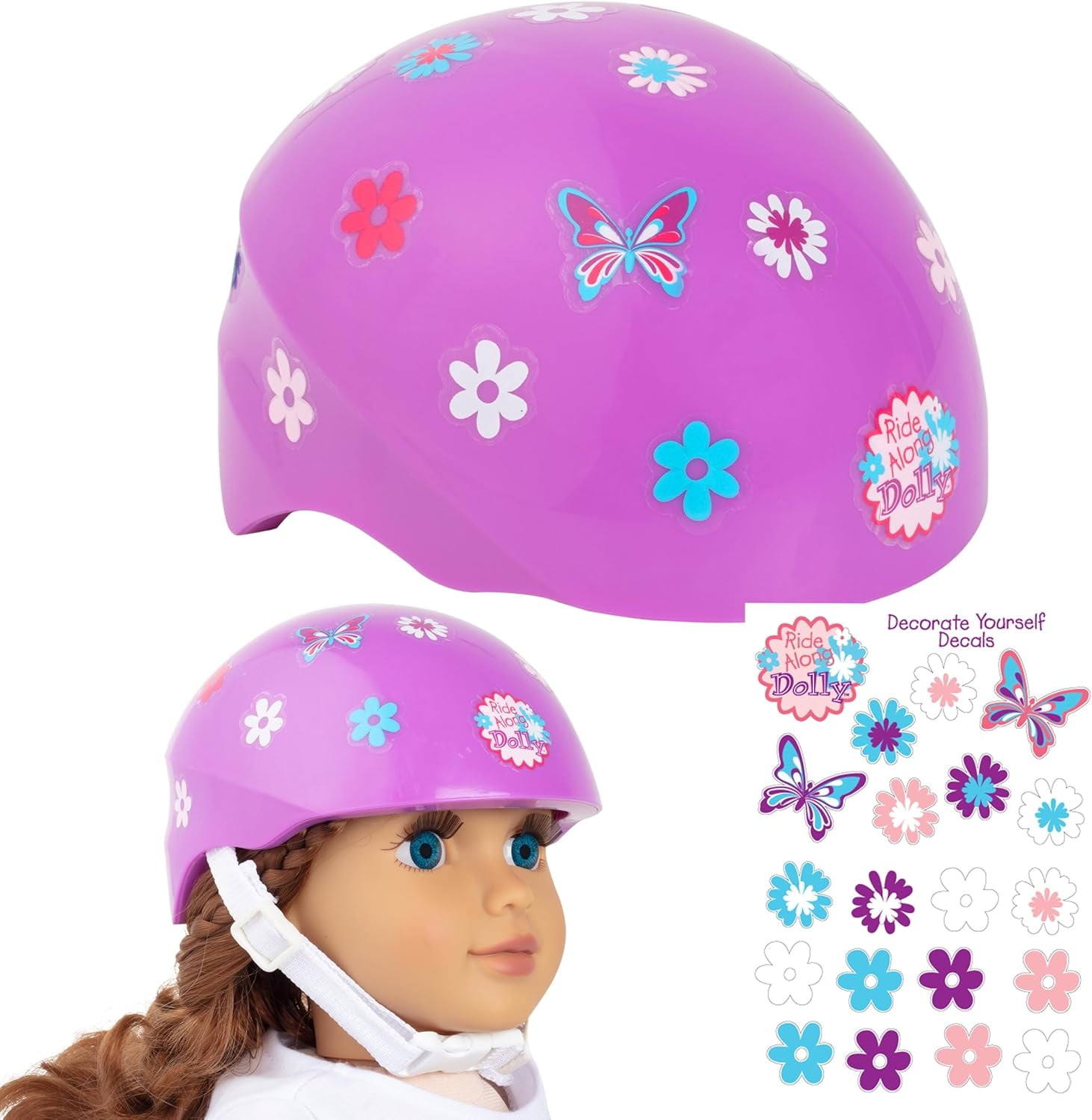Purple Bike Helmet for 18" Dolls - Includes Doll Bicycle Helmet w ...