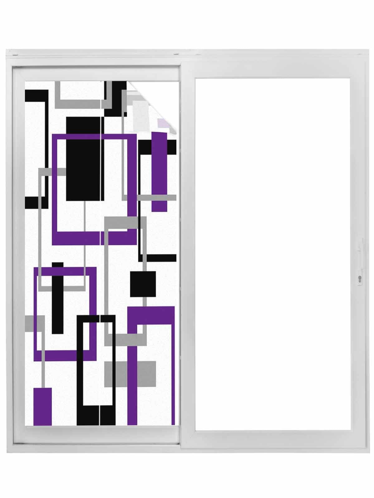 Purple Black Geometric Window Privacy Film Stained Glass Window Film ...