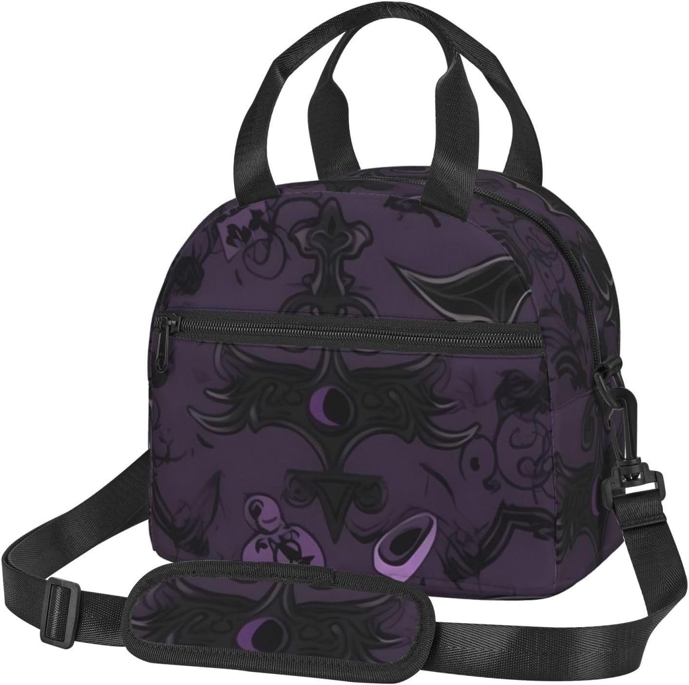Purple Black Goth Spooky Printed Lunch Bag for Women Men Reusable ...