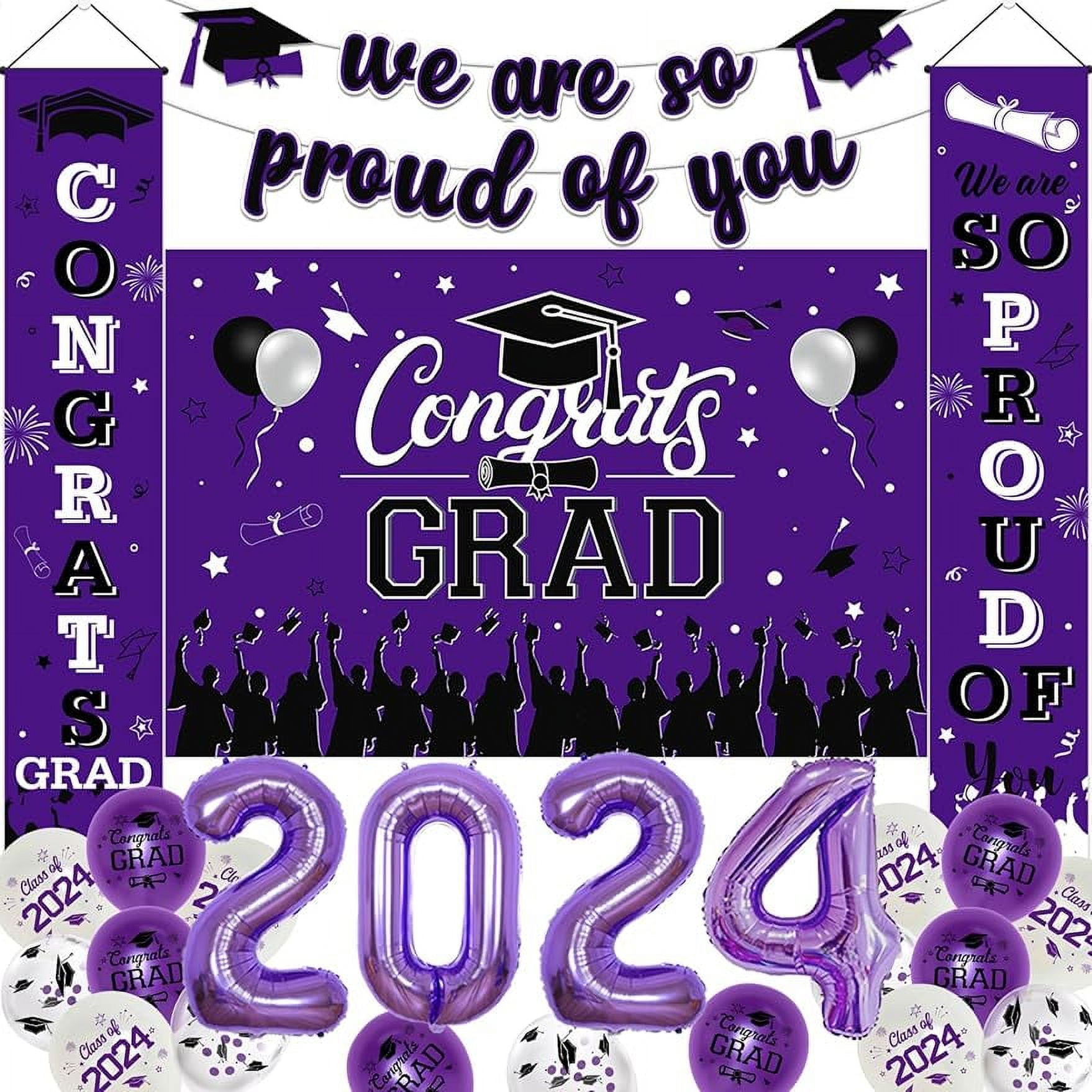 Purple and Black Graduation Party Decorations 2024 Congrats Grad ...