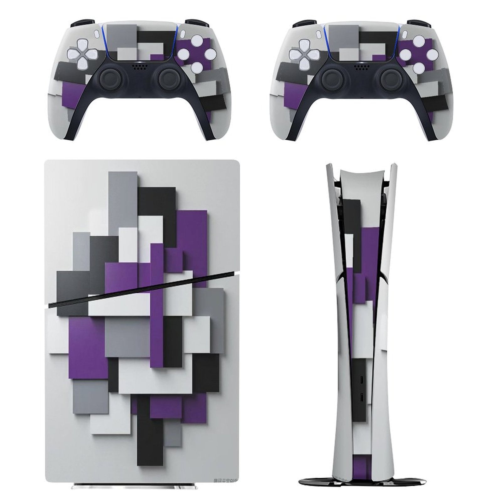 Purple Black Grey Abstract Geometric Art PS5/PS5 Slim Digital Disc Skin ...