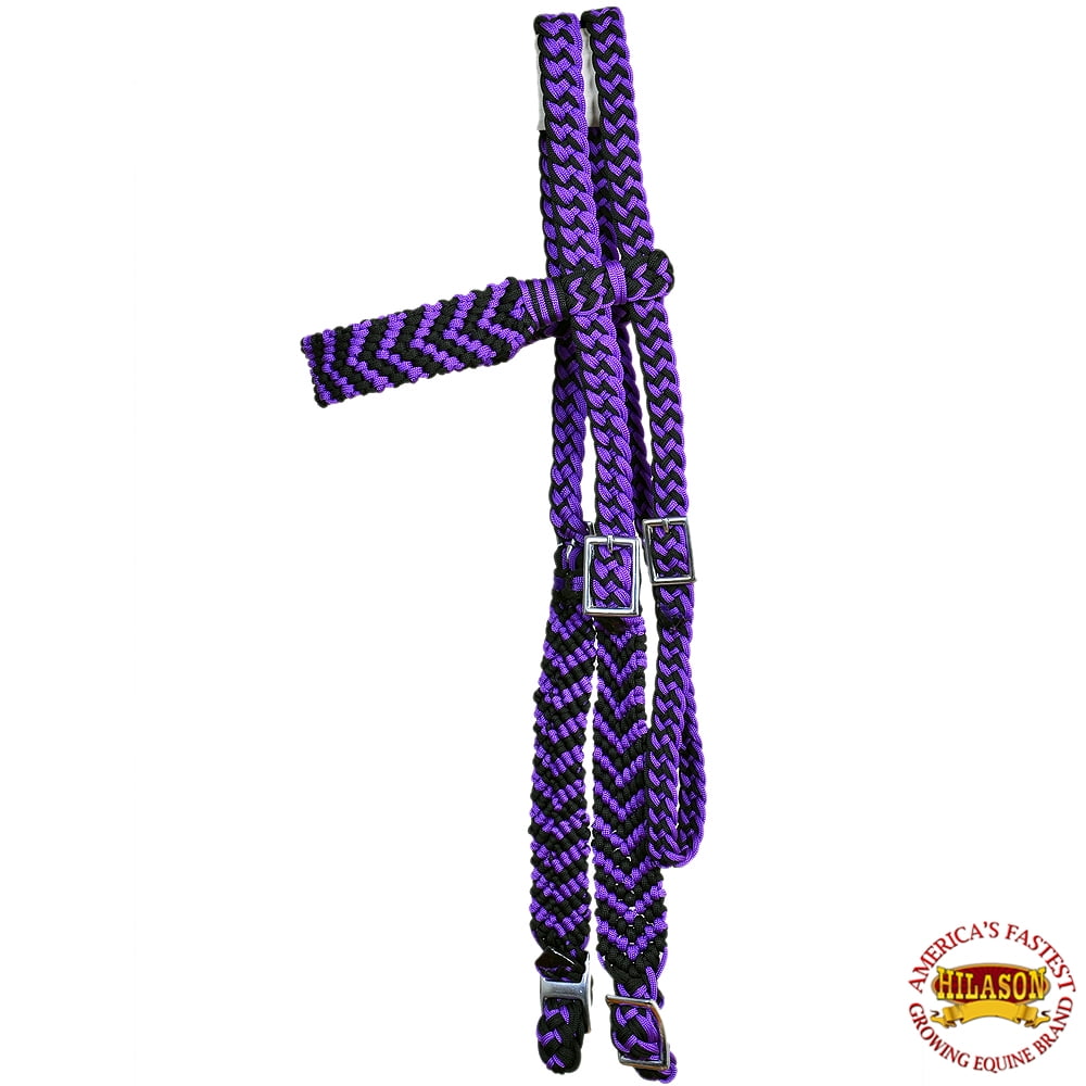 Purple / Black Horse Bridle Headstall Flat Braided Paracord Hilason ...