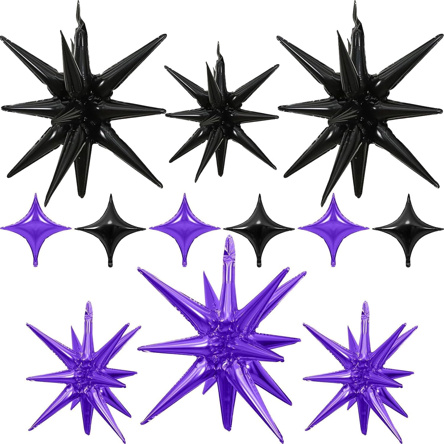 Purple Black Star Balloons 12pcs, 27/22 Inch Foil Star Explosion ...