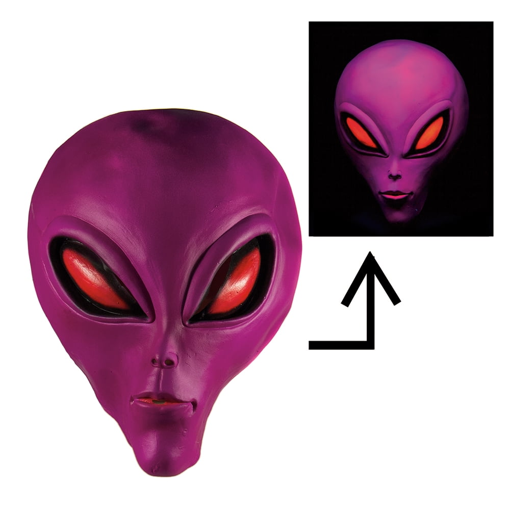 Purple Blacklight Glowing Alien Halloween Mask - Walmart.com