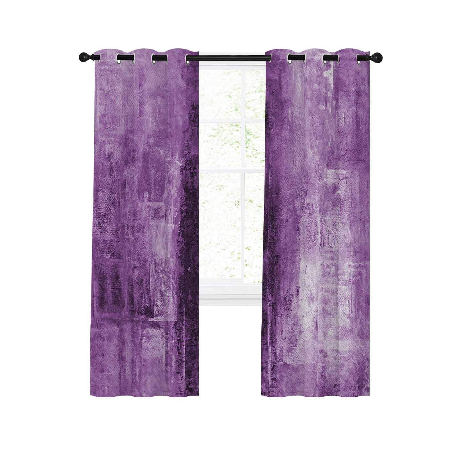 Purple Blackout Curtains 96 Inches Long for Bedroom, Retro Oil Painting ...