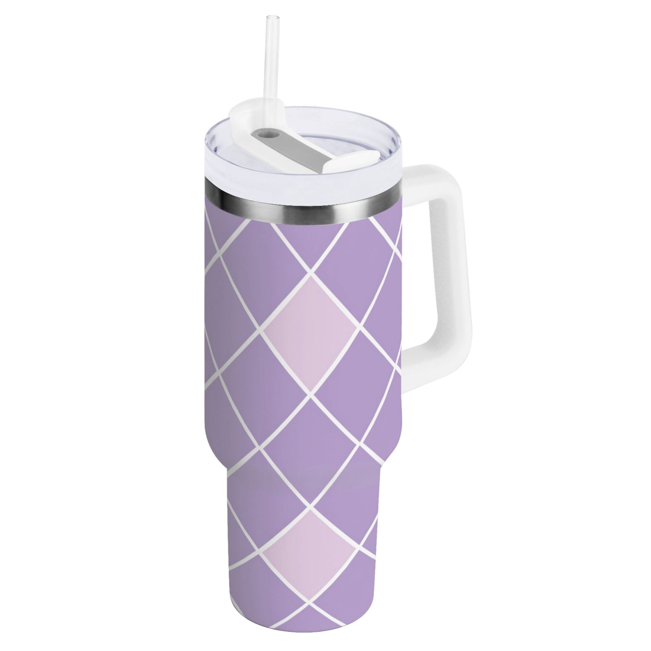 Purple Block Tumbler with Handle and Straw Lid 40 oz Insulated Vacuum ...