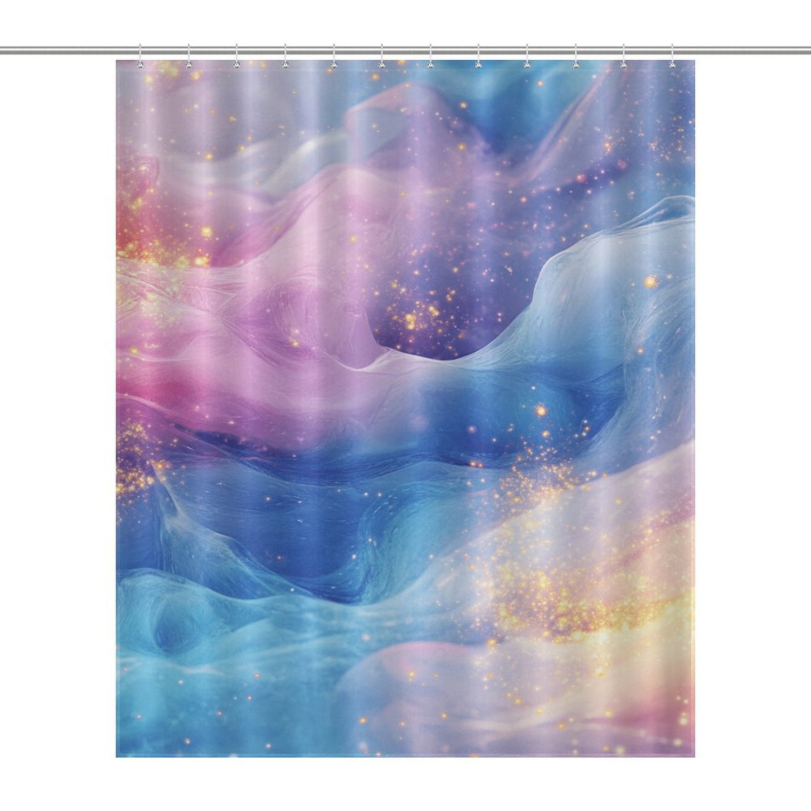 Purple Blue And Gold Wave Shower Curtain for Bathroom with 12Hooks ...