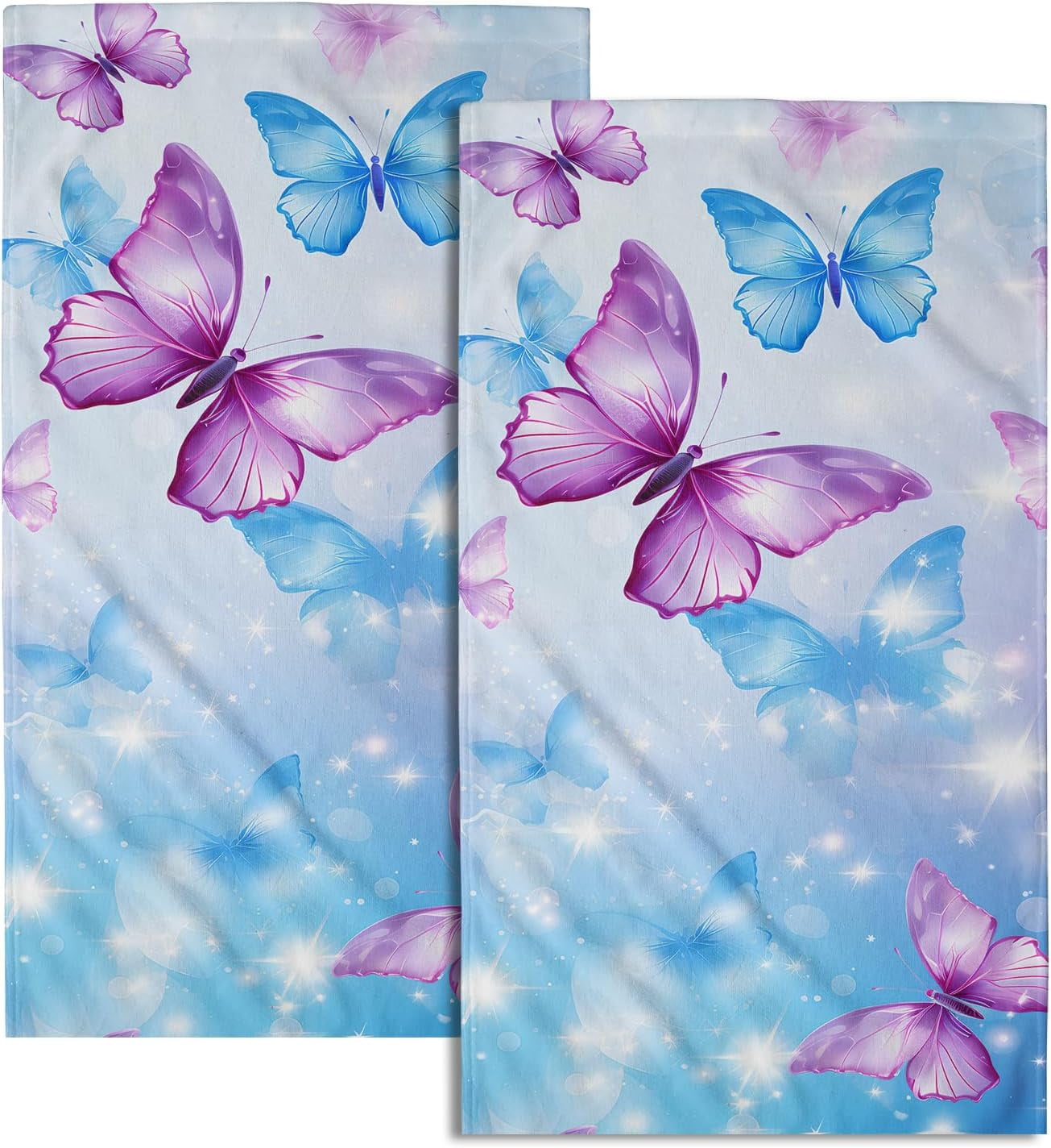 Purple Blue Butterflies Hand Towels - 2 Pack Butterfly Kitchen Dish ...