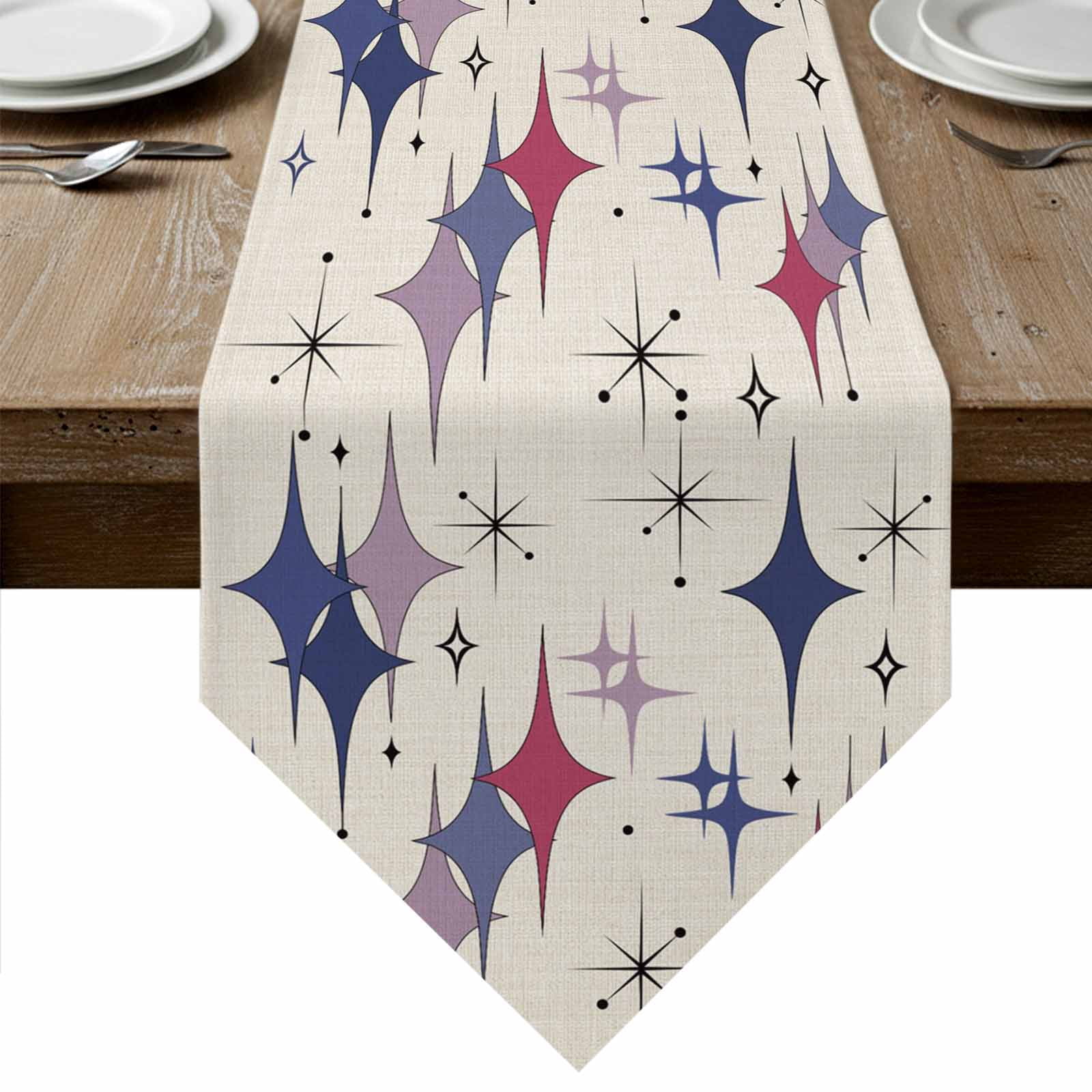 Purple Blue Diamond Table Runner Linen Burlap Table Runner 72 Inches ...