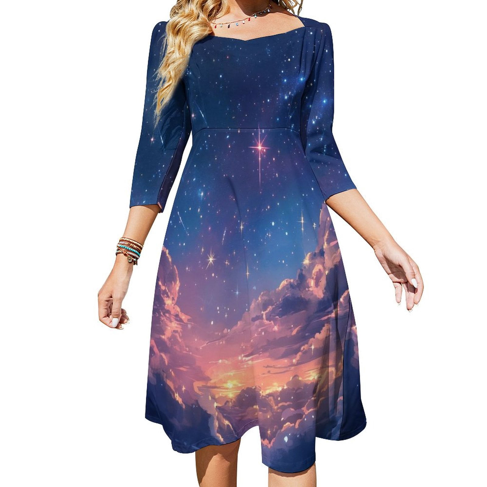Purple Blue Galaxy Nebula Dress Summer Dresses Woman Street Style Big ...