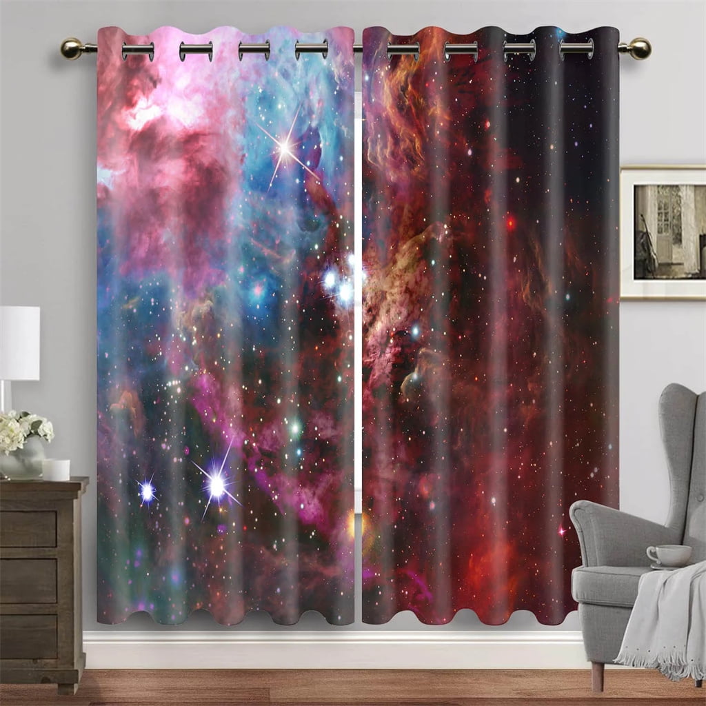 Purple Blue Galaxy Space Universe Stars Starry Window Curtains For ...