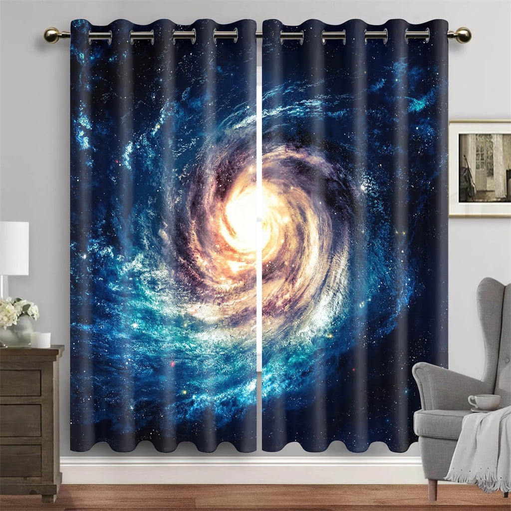 Purple Blue Galaxy Space Universe Stars Starry Window Curtains For ...