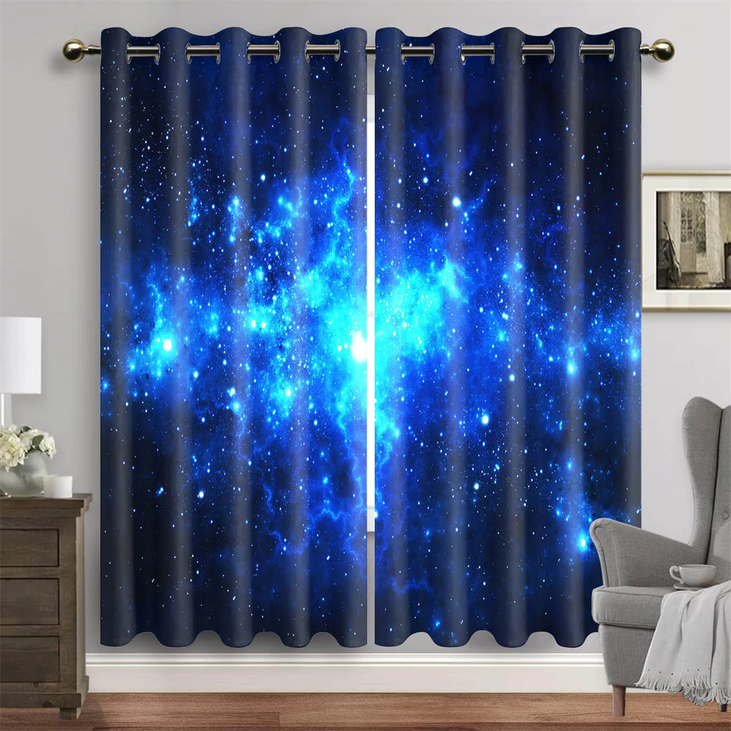 Purple Blue Galaxy Space Universe Stars Starry Window Curtains For ...
