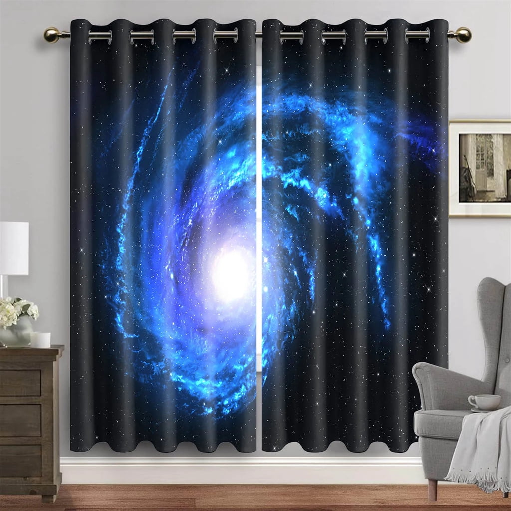 Purple Blue Galaxy Space Universe Stars Starry Window Curtains For ...