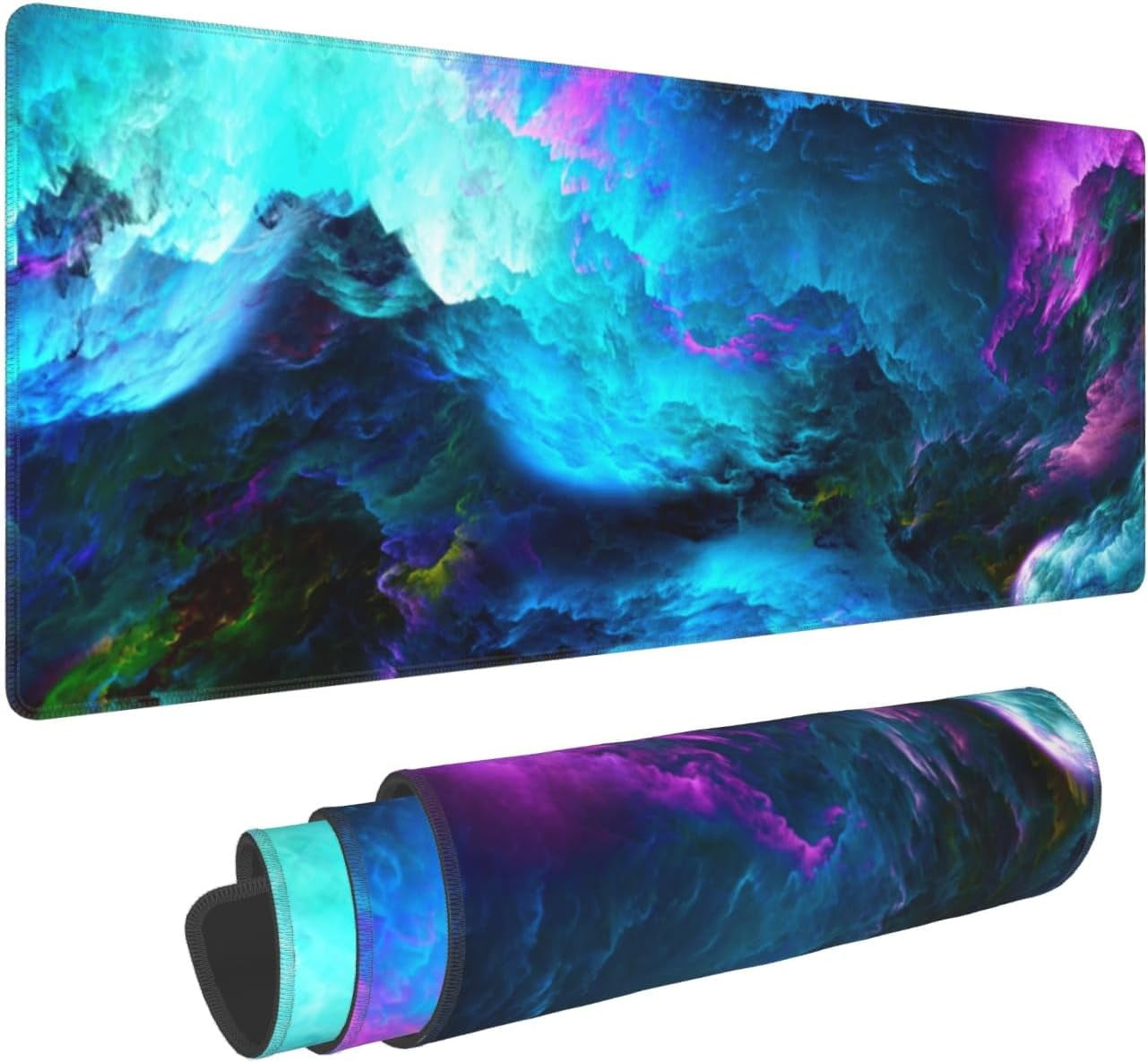 Purple Blue Gaming Mouse Pad 31.5x11.8 XL Abstract Galaxy Nebula ...