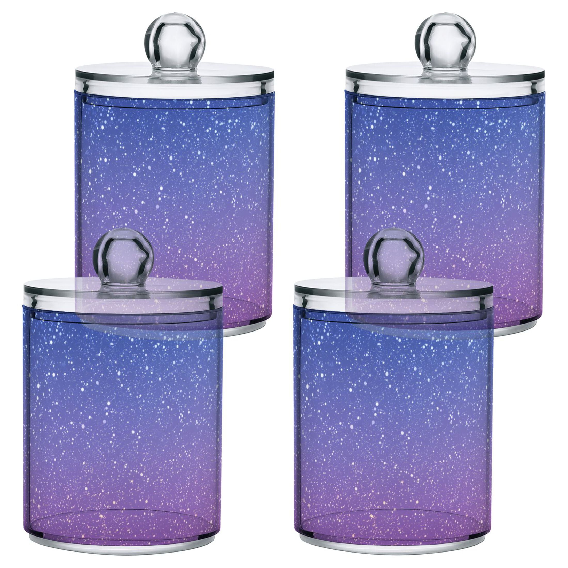Purple Blue Gardient Glitter Translucent Plastic Cans Storage Canisters ...