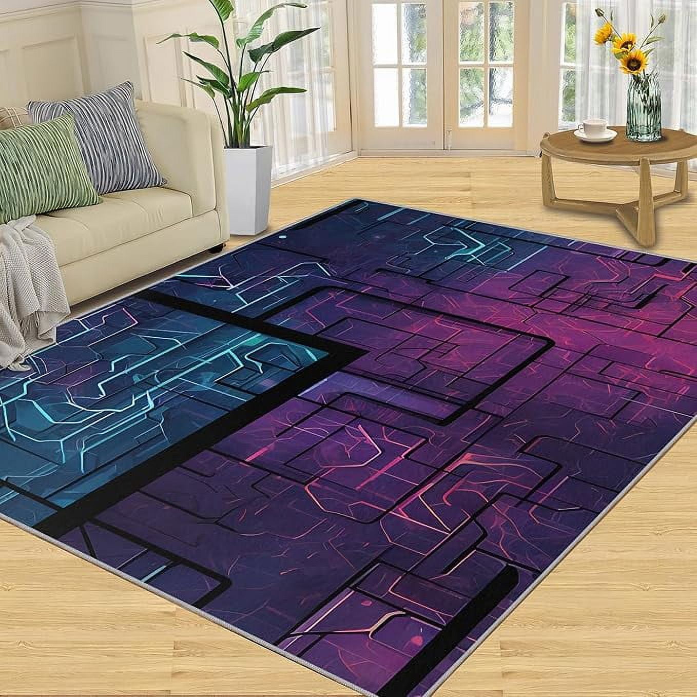 Purple And Blue Gradient Wood Lightning Bolt Textured Rug Retro ...