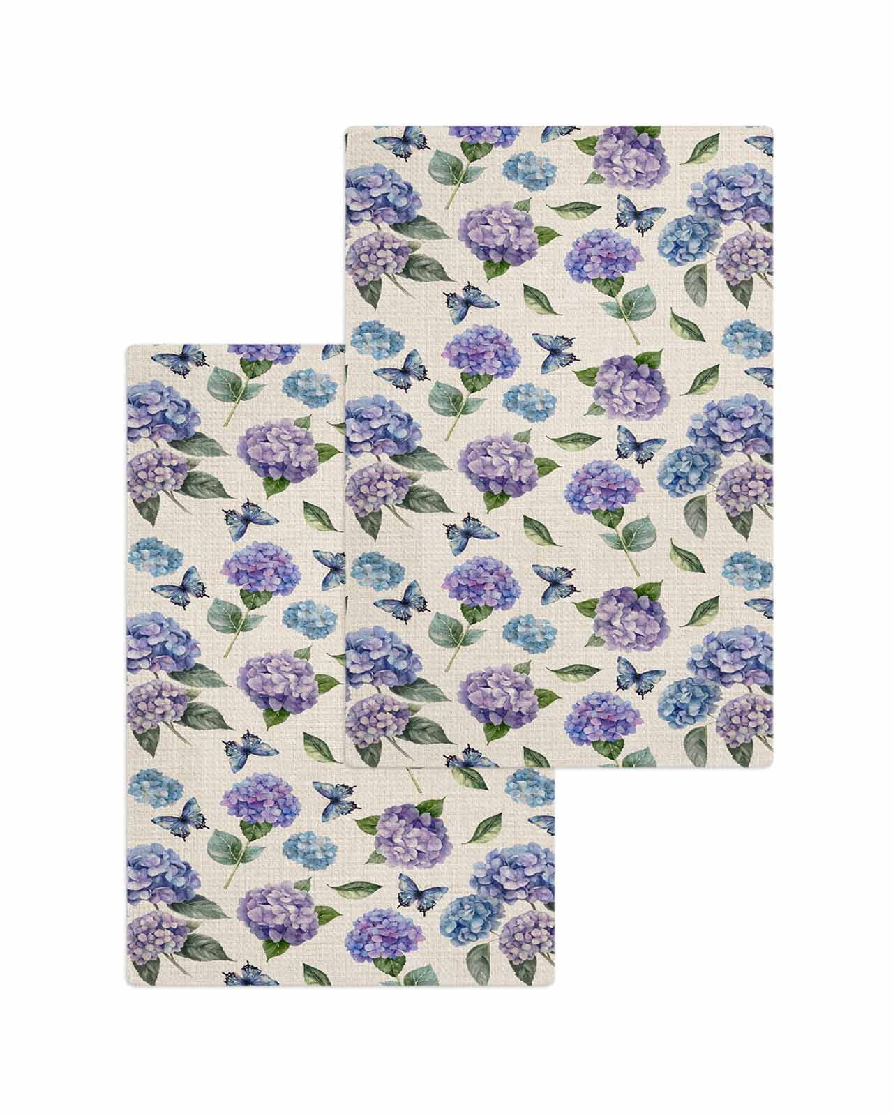 Purple Blue Hydrangea Kitchen Dish Towels for Drying Dishes Set of 2 ...