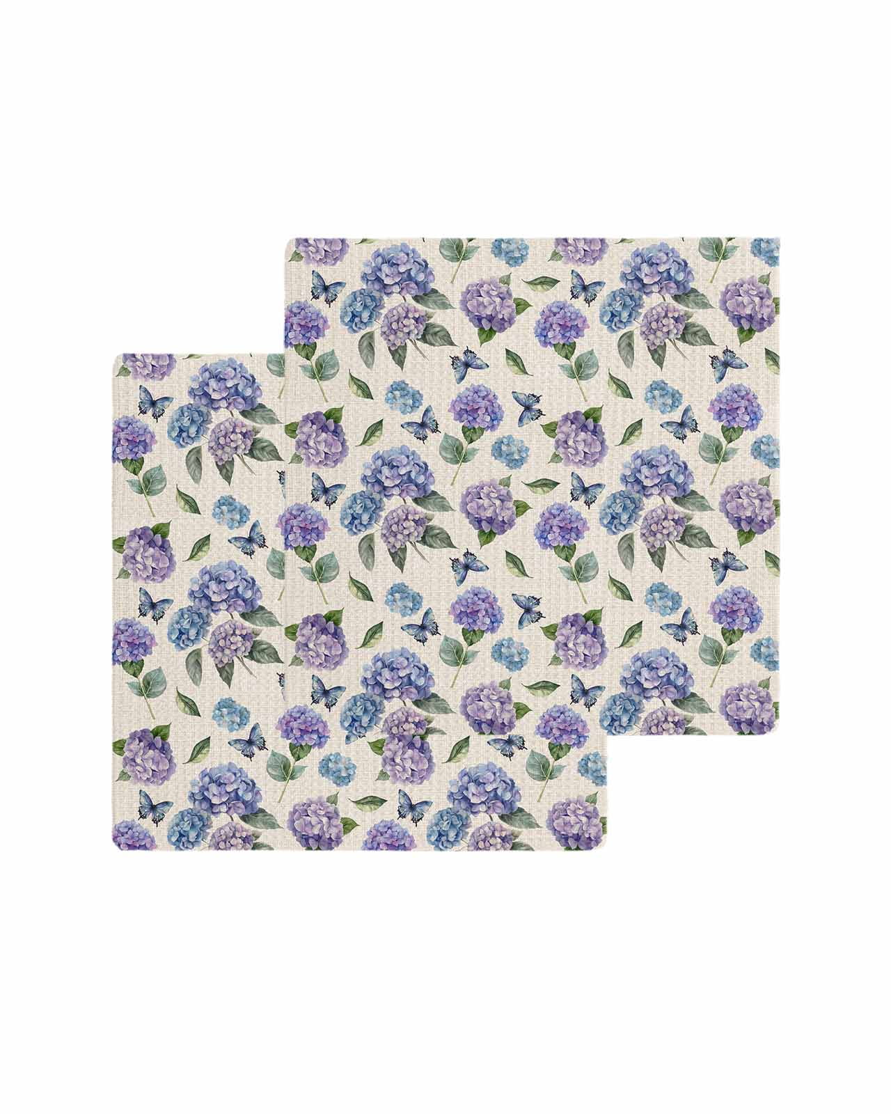 Purple Blue Hydrangea Kitchen Dish Towels for Drying Dishes Set of 2 ...