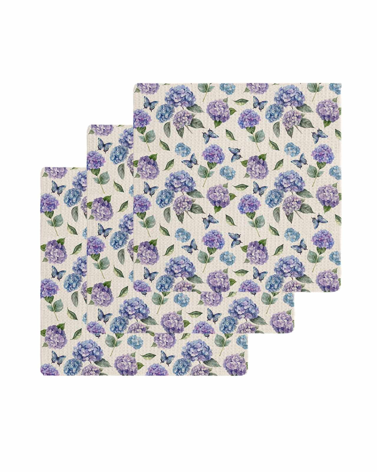 Purple Blue Hydrangea Kitchen Dish Towels for Drying Dishes Set of 3 ...